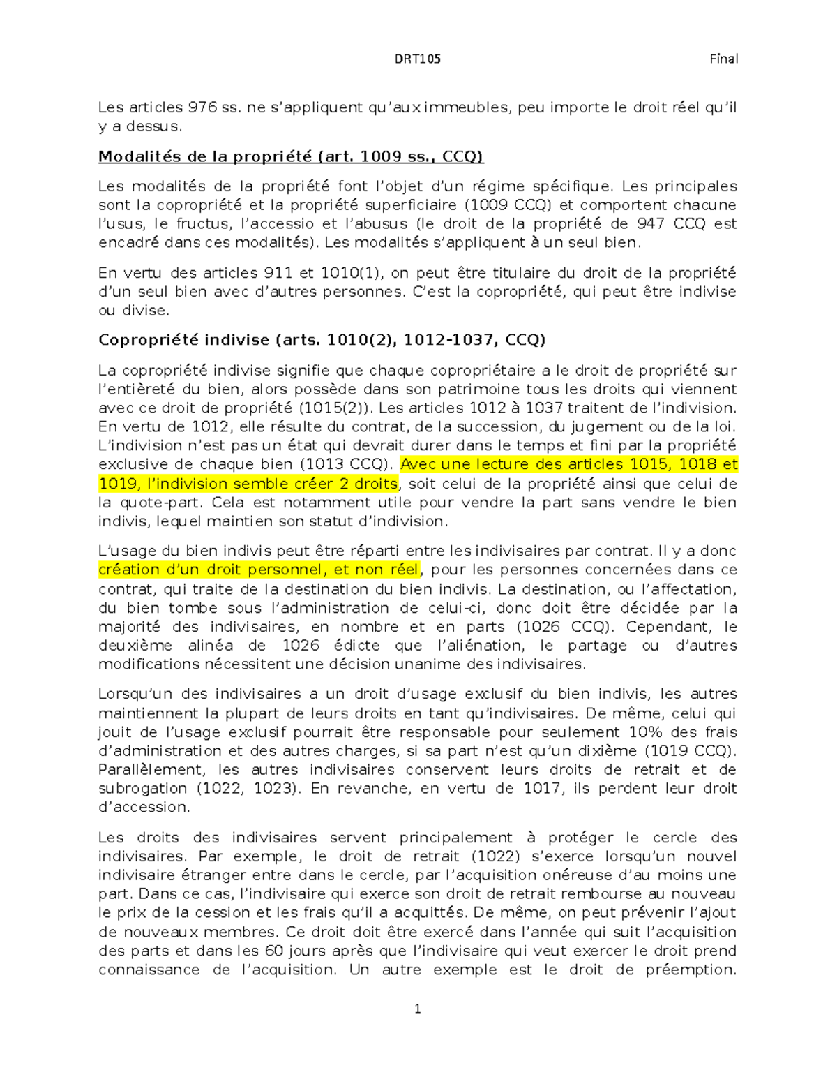 Notes examen final (Devinat) - Les articles 976 ss. ne s’appliquent qu ...