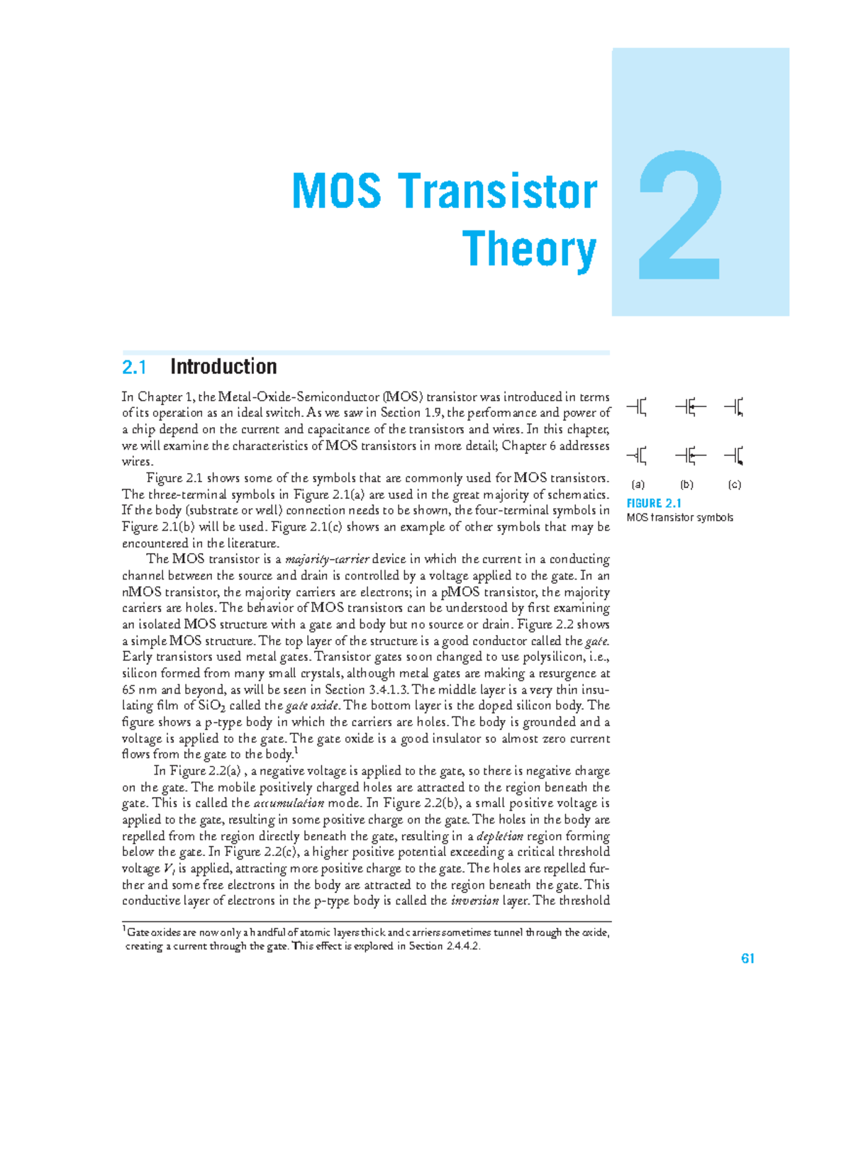 CMOS VLSI Design - VLSI - 2 61 MOS Transistor Theory 2 Introduction In ...