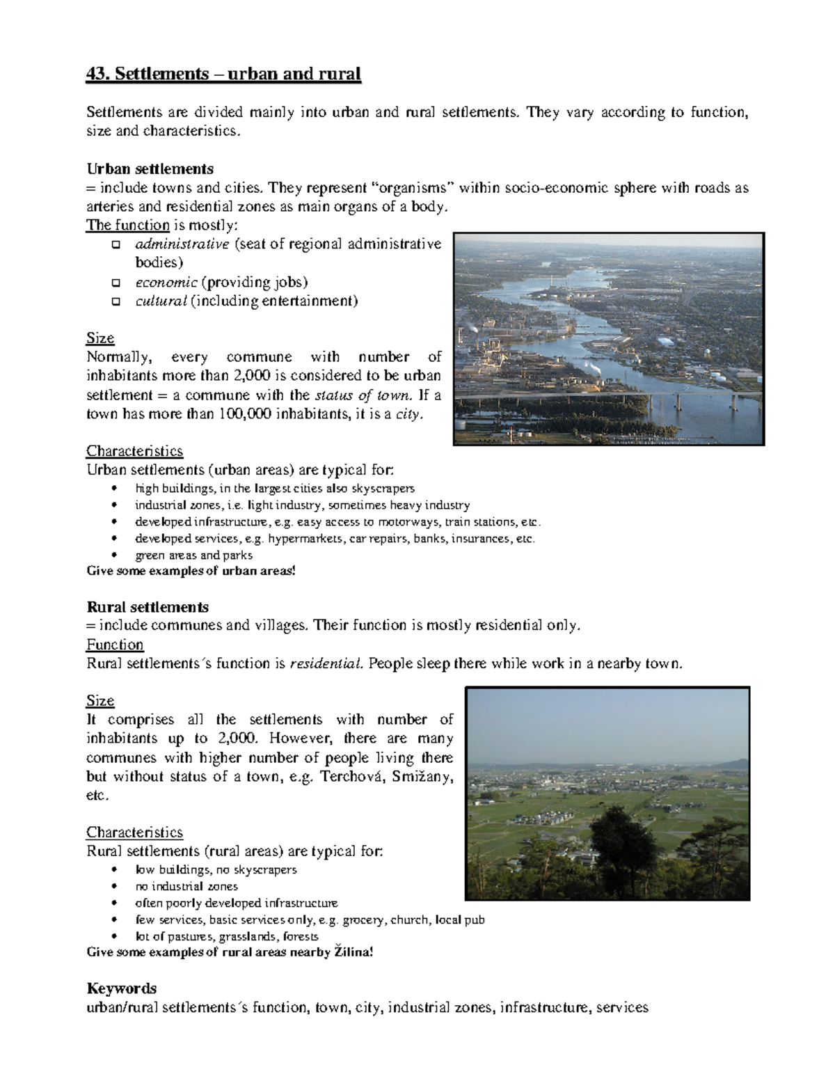43. Urban and Rural Settlements: Functions, Sizes, and Characteristics ...