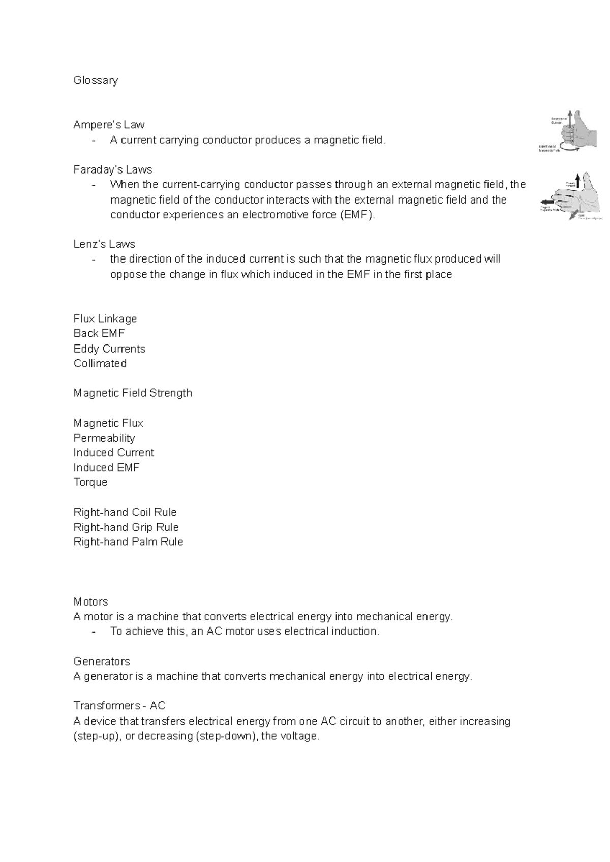 Physics Glossary: Key Terms in Electromagnetism and Energy Conversion ...