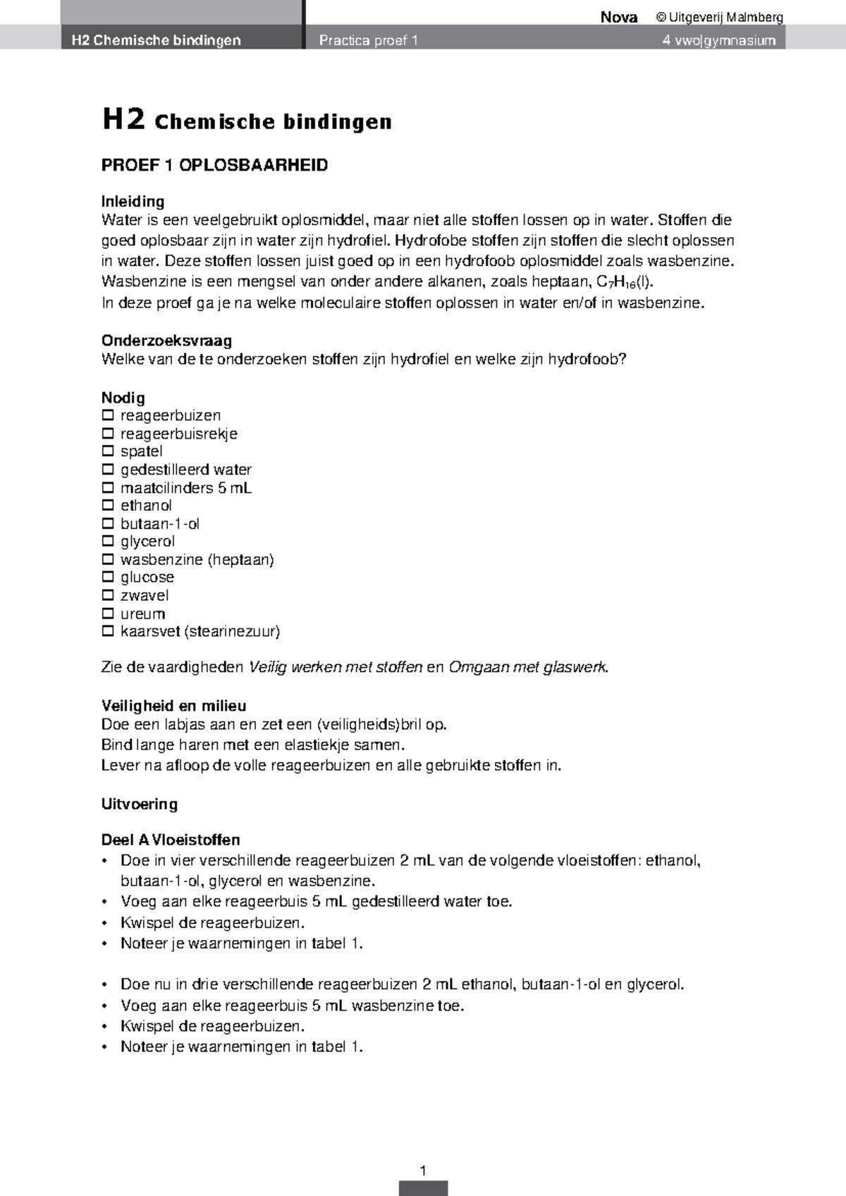 H2 Chemische Bindingen Practica Proeven 1-3 4 VWO/Gymnasium - Studeersnel