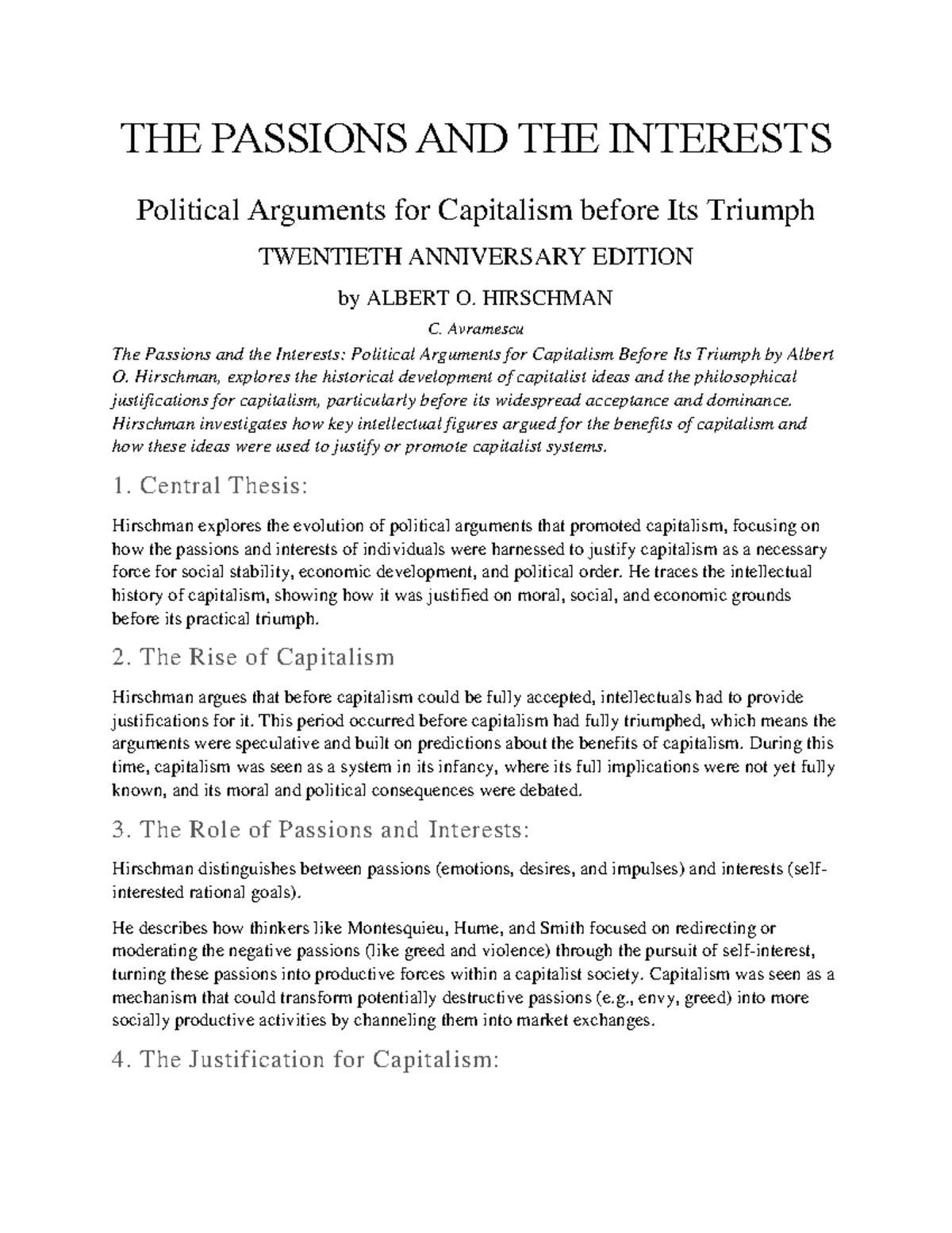 The Passions and the Interests: Capitalism's Political Justifications ...