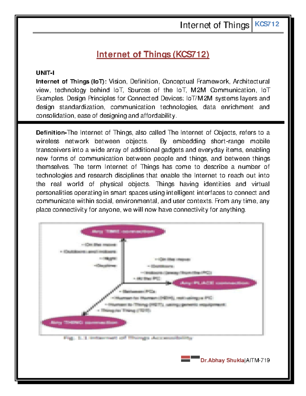 Io T Unit-1 - Lecture notes 1,3-7 - Internet Of Things Lab - AKTU - Studocu