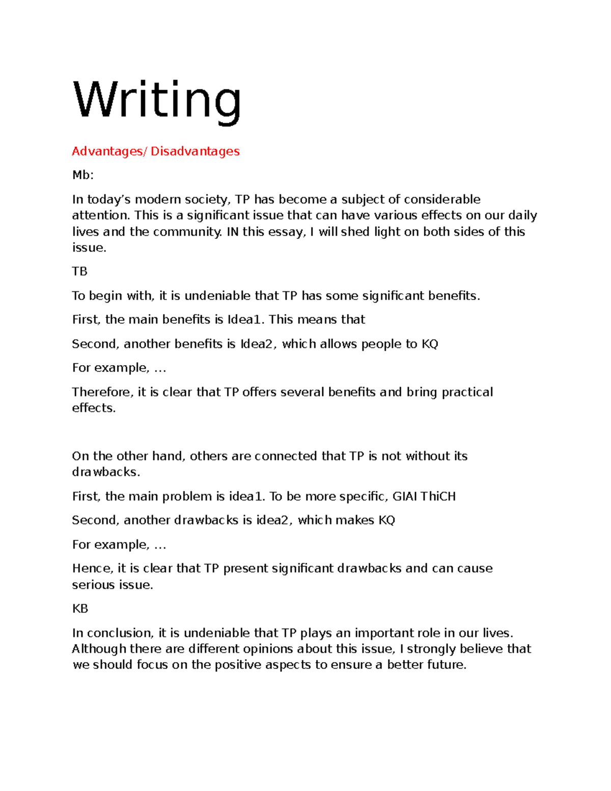 VSTEP Writing Task 1 & 2 Template: Disadvantages and Solutions - Studocu