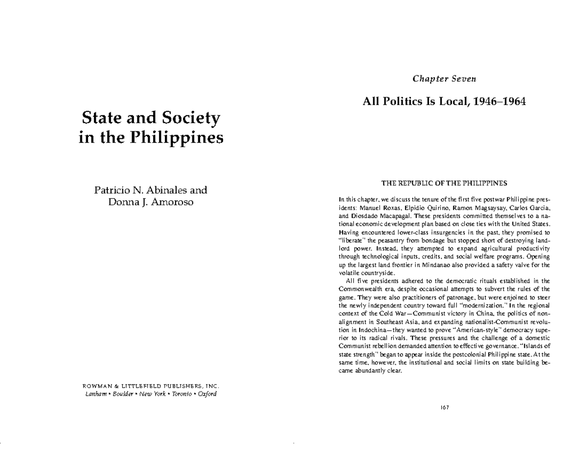 State and Society in the Philippines: Insights from Abinales & Amoroso ...
