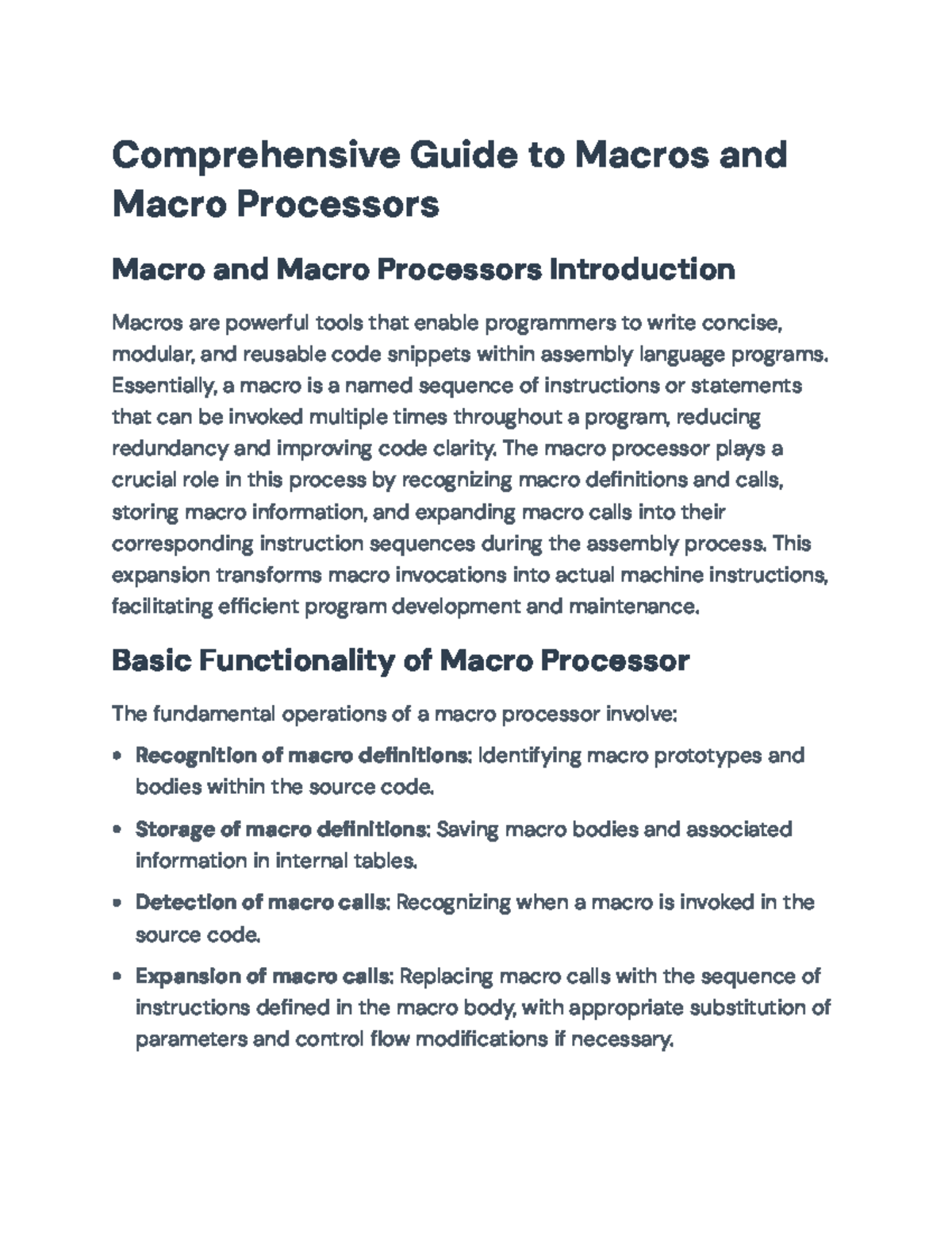 Comprehensive Overview of Macros & Macro Processors Techniques - Studocu