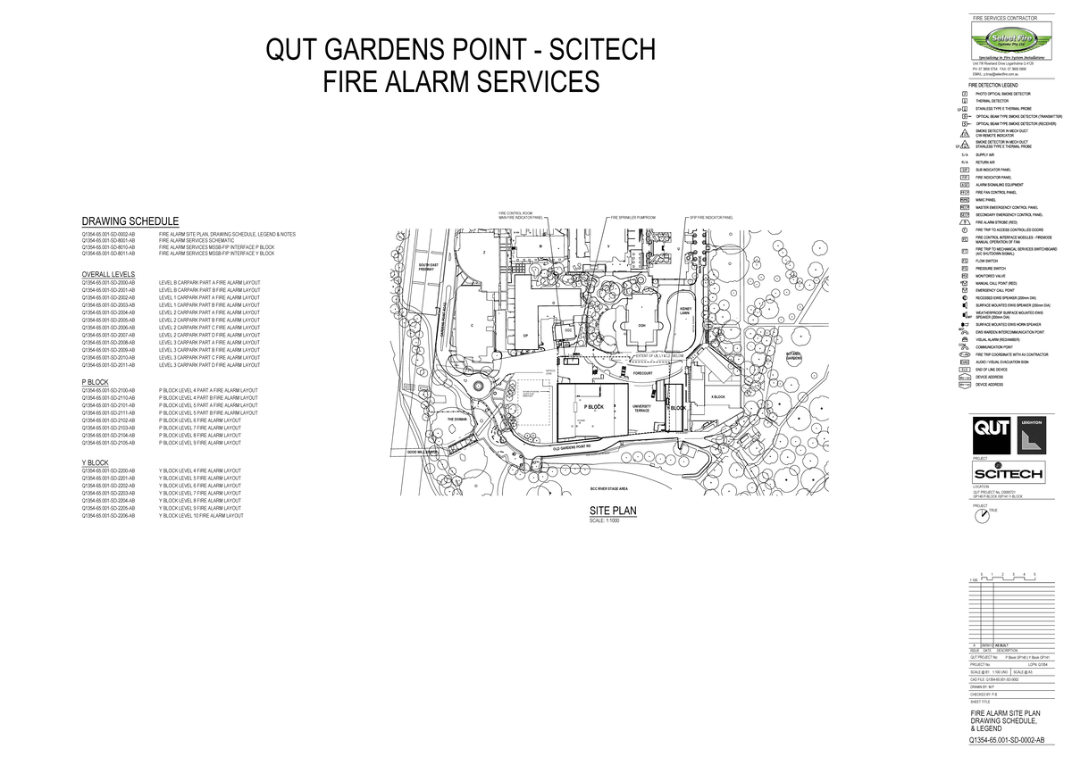 QUT GP140 Fire Alarm Services Site Plan & Drawing Schedule - Studocu