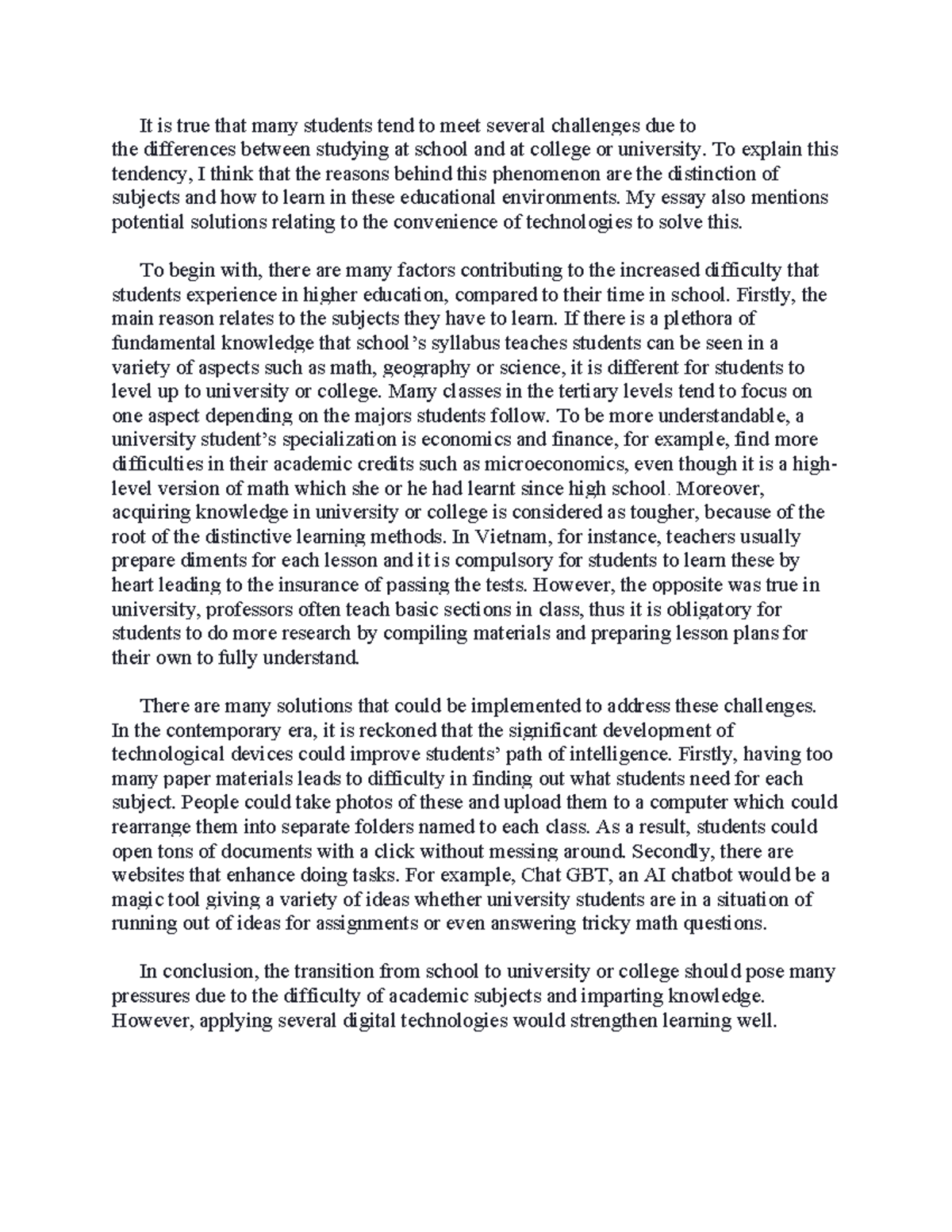 Lesson 17: Overcoming Academic Challenges in Higher Education Essay ...