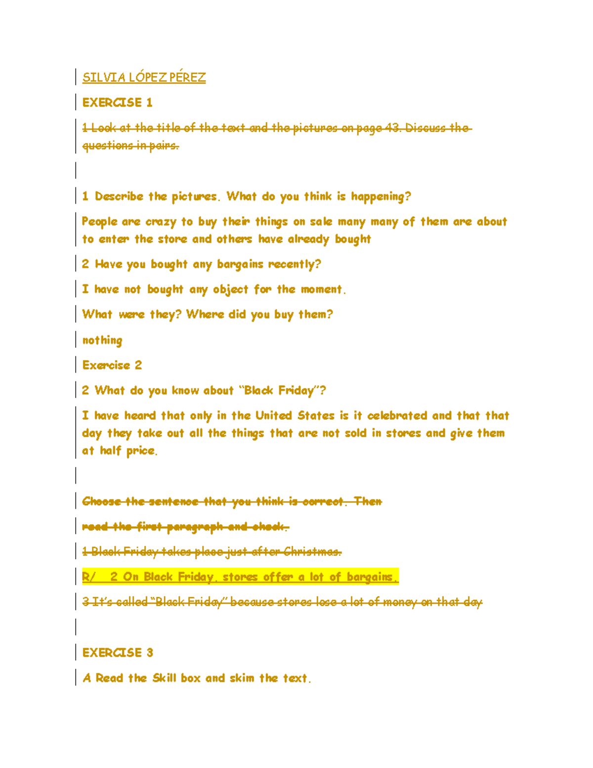 SILVIA LÓPEZ PÉREZ EXERCISE 1: Black Friday Insights and Opinions - Studocu