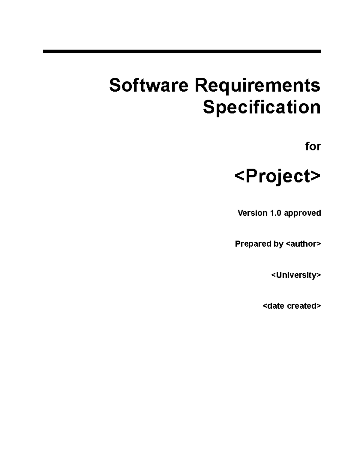 SRS Document Template for Software Development Project - Studocu