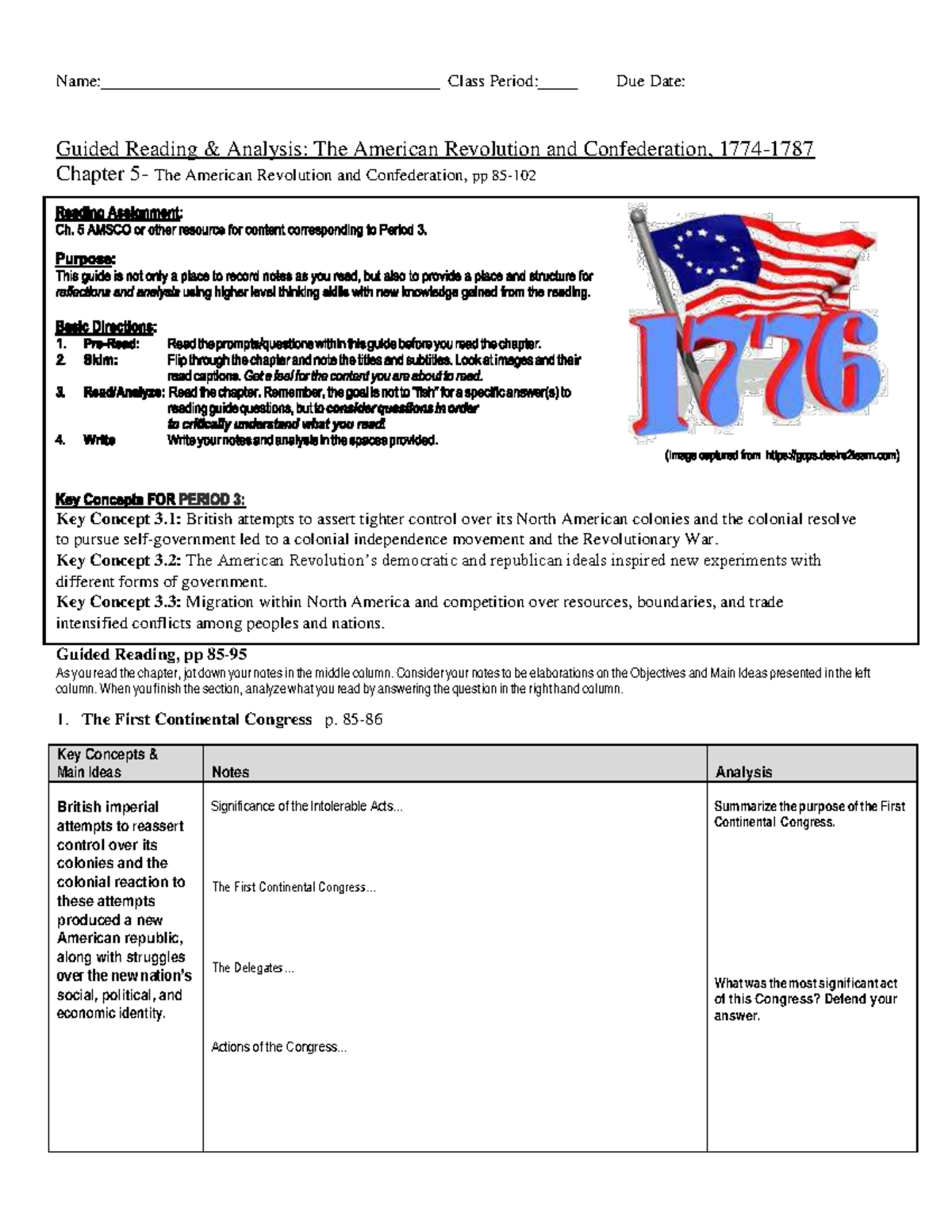Amsco+Chapter+5+Review - Name: Class Period: Due Date: Guided Reading ...