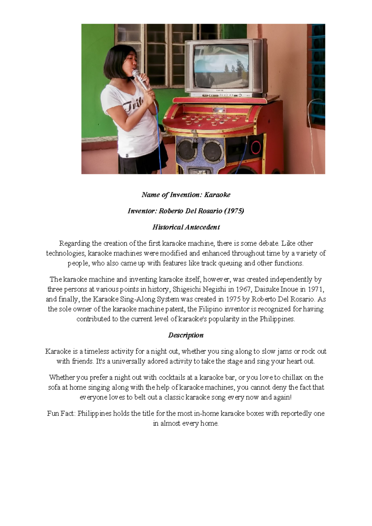 Karaoke and Its Impact on Philippine Culture: A Study of Invention ...