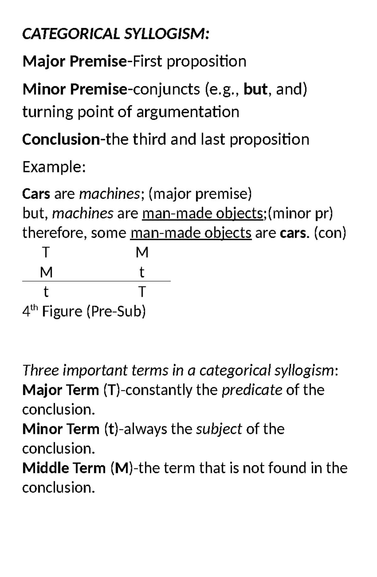 Categorical Syllogism Notes PART 1 - CATEGORICAL SYLLOGISM: Major ...