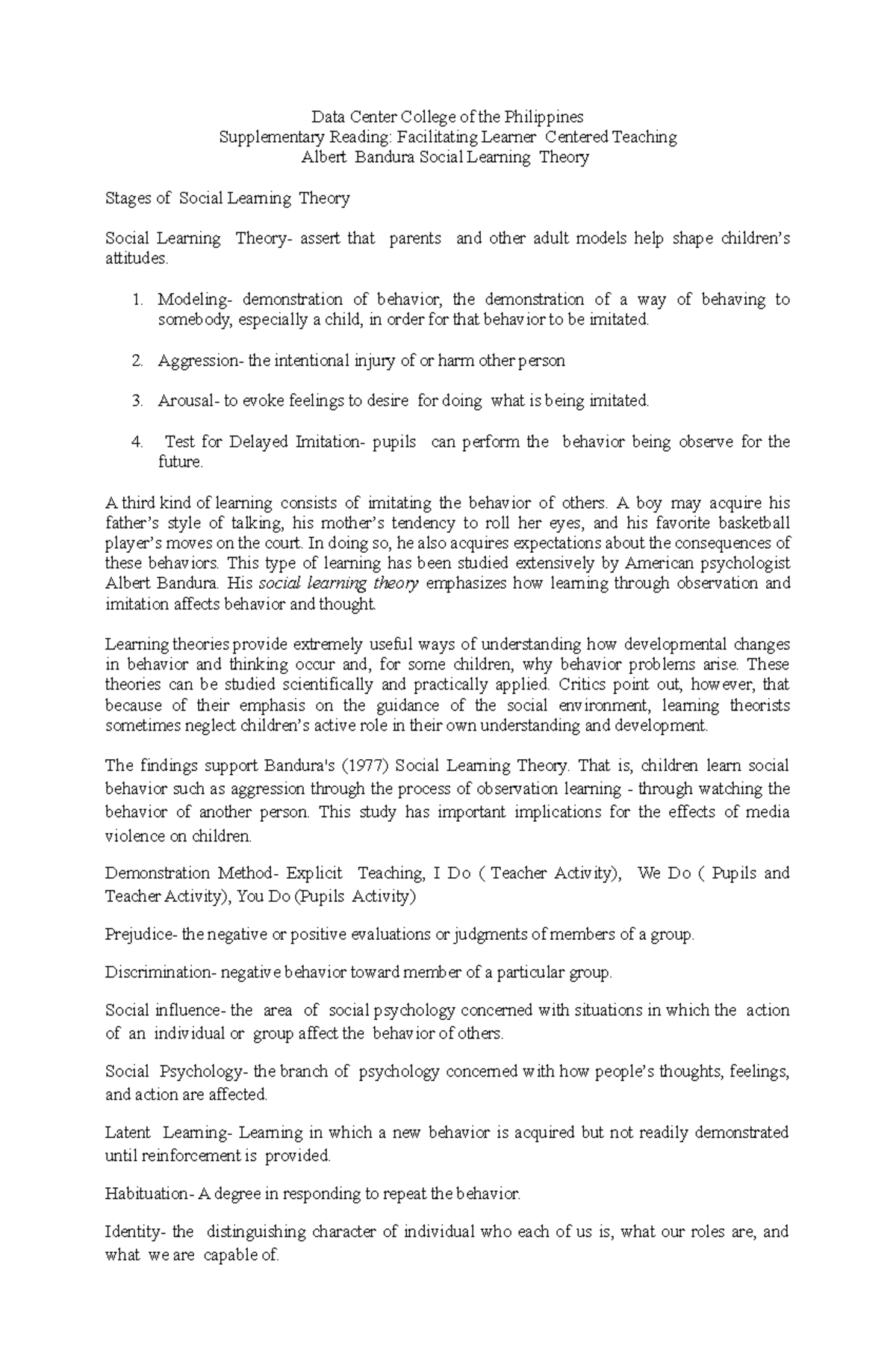 Albert-Bandura - hehe - Data Center College of the Philippines ...