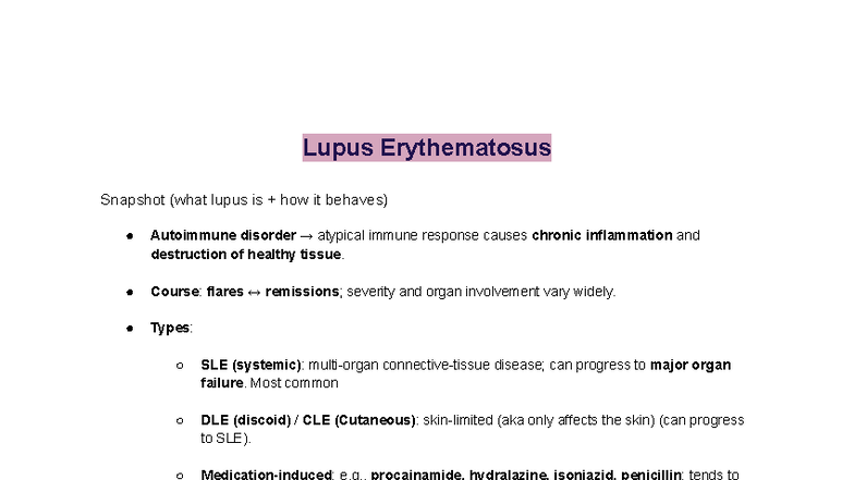 Immune System Overview: Lupus, Gout, Fibromyalgia & Scleroderma - Studocu