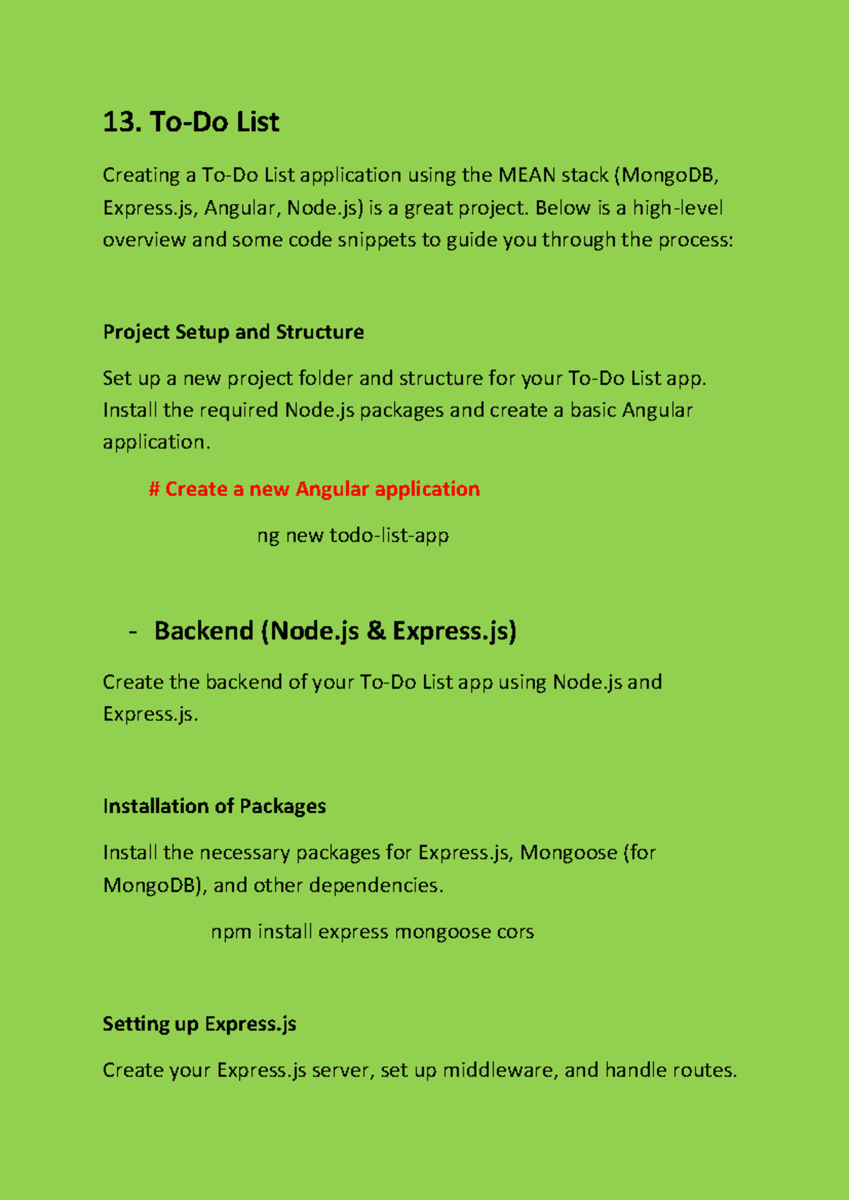 13. To-Do List Application Using MEAN Stack: A Student Guide - Studocu