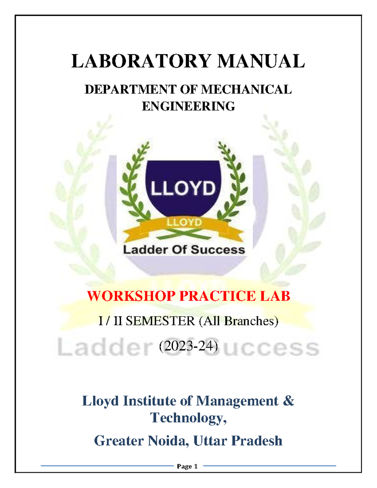 Workshop Practice Lab Manual (BWS-151/251) - 2023-24 - Studocu