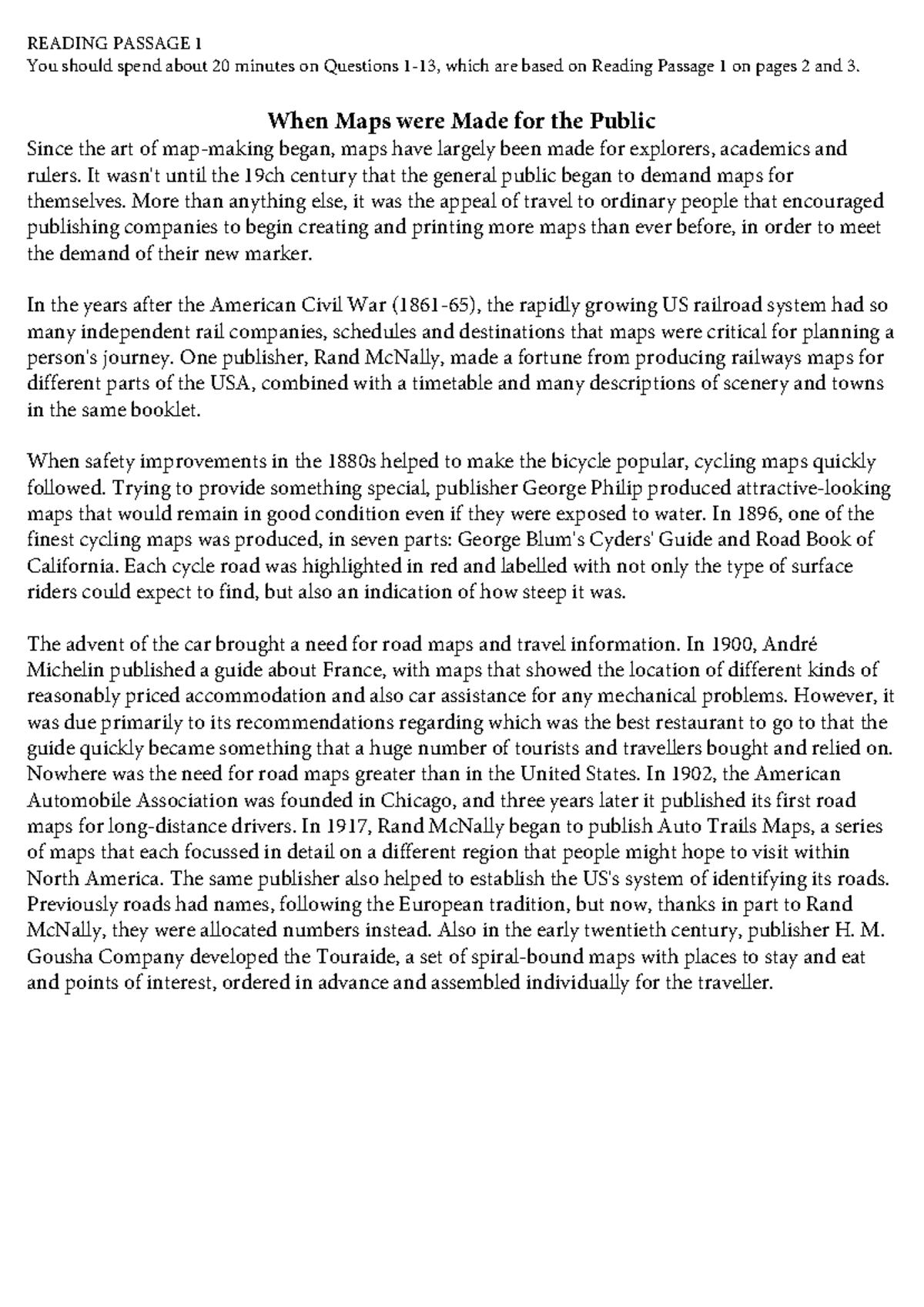 Test 1: Reading Passage 1 - The Evolution of Maps for Public Use - Studocu