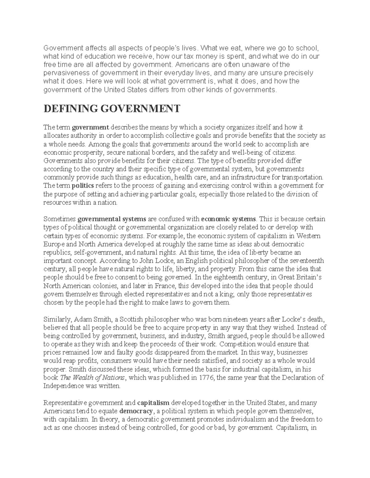 American Gov Notes Week 1: Understanding Government's Role - Studocu