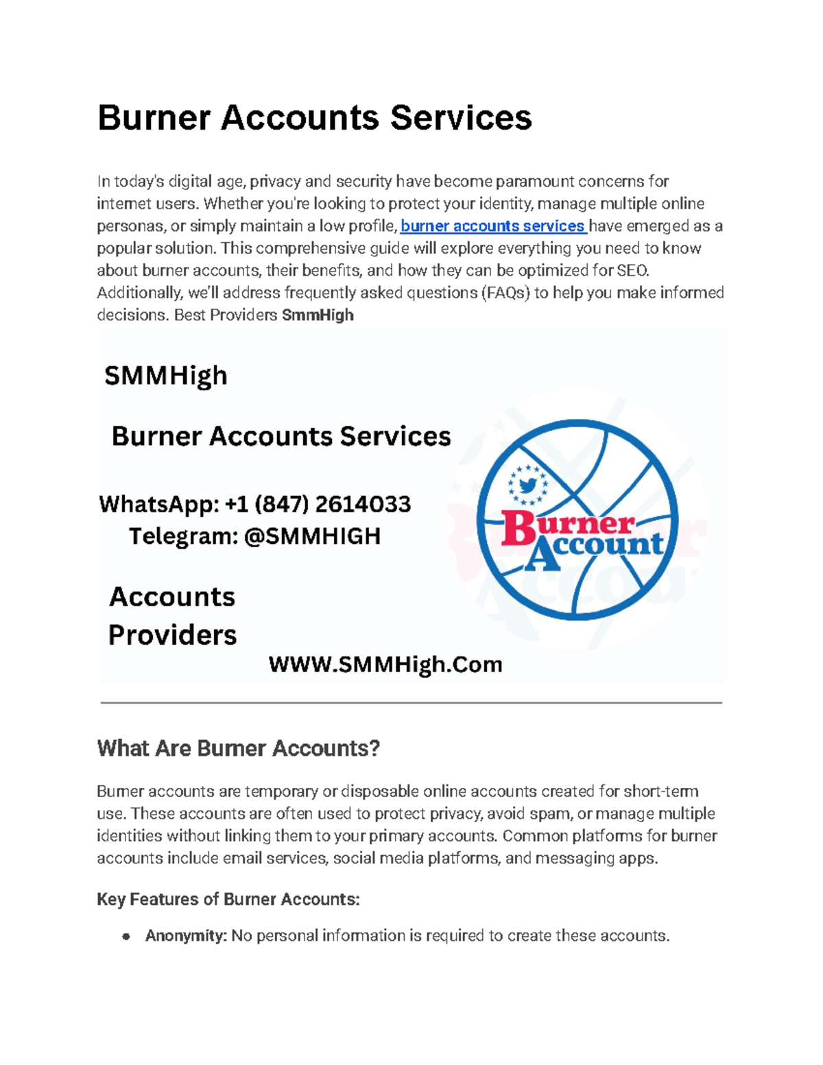 Burner Accounts Services - Whether you're looking to protect your ...