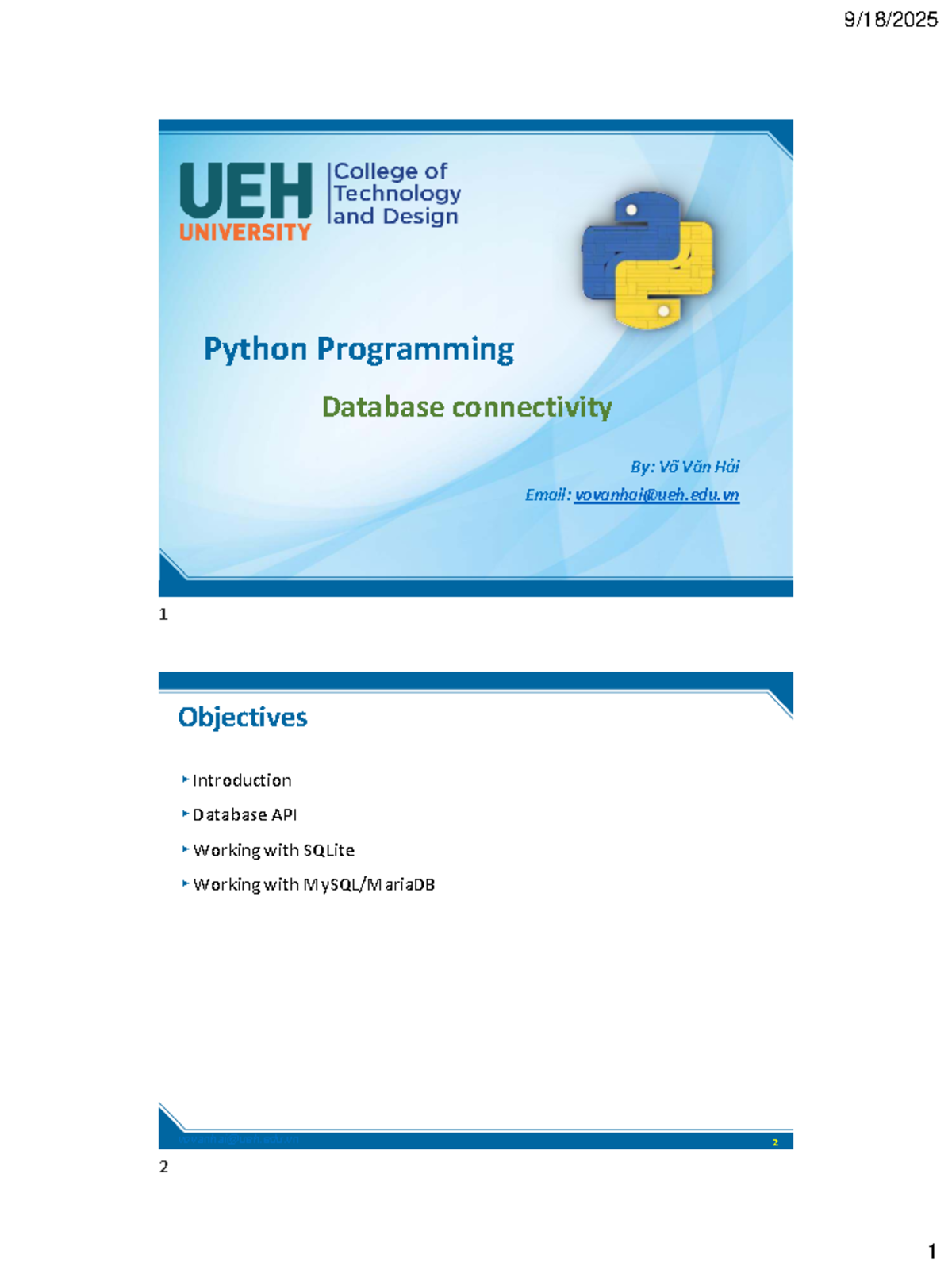 Python Programming: Database Connectivity with SQLite and MySQL - Studocu