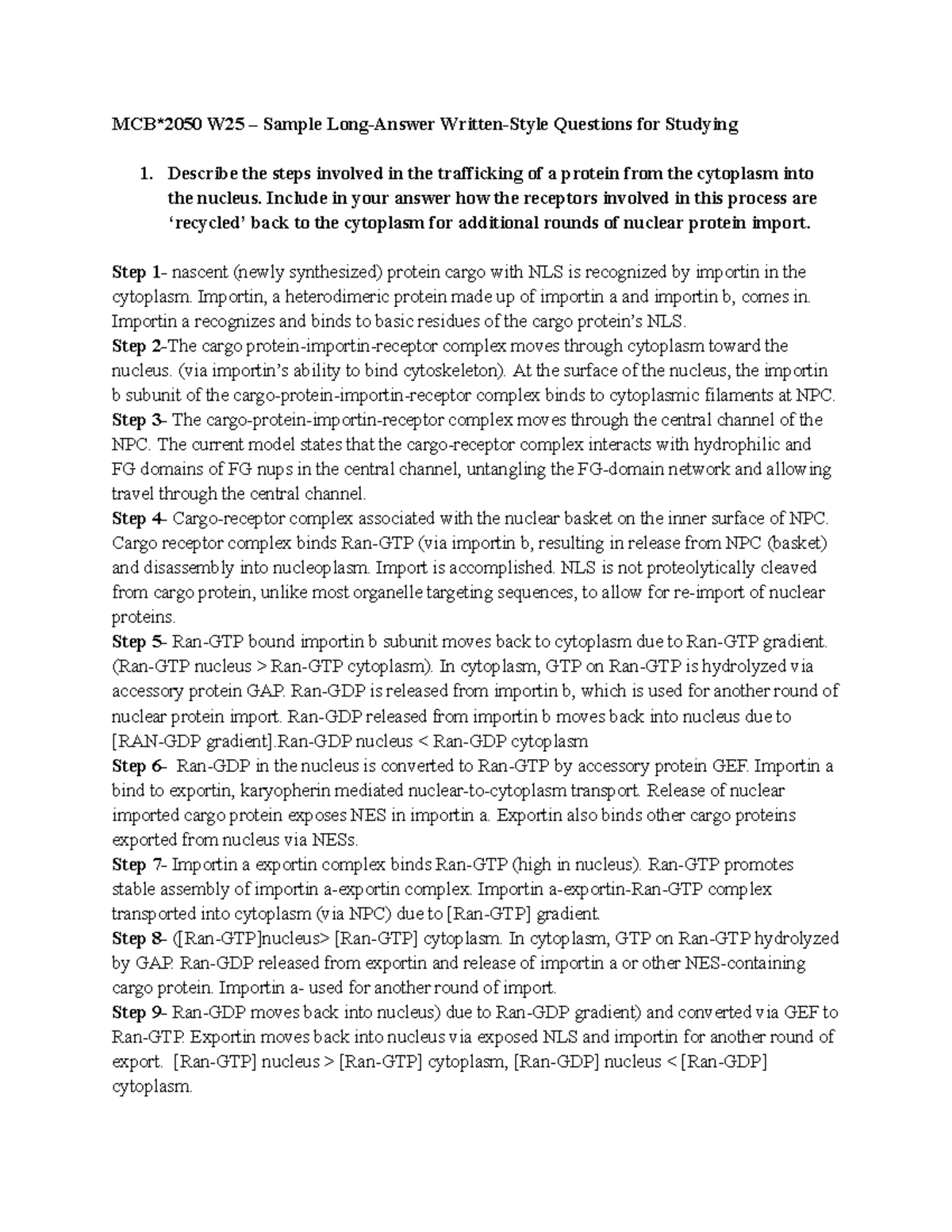 MCB 2050 W25 – Study Guide: Long-Answer Questions & Key Concepts - Studocu