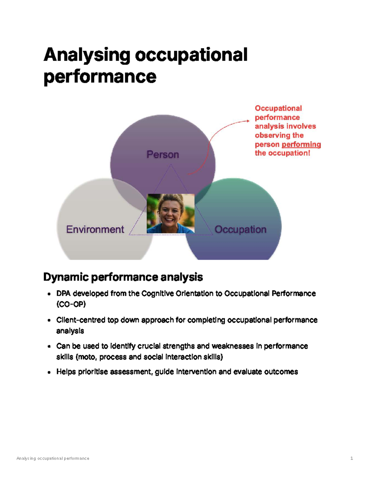 W1 Tutorial: Dynamic Performance Analysis in OTHY300 - Studocu