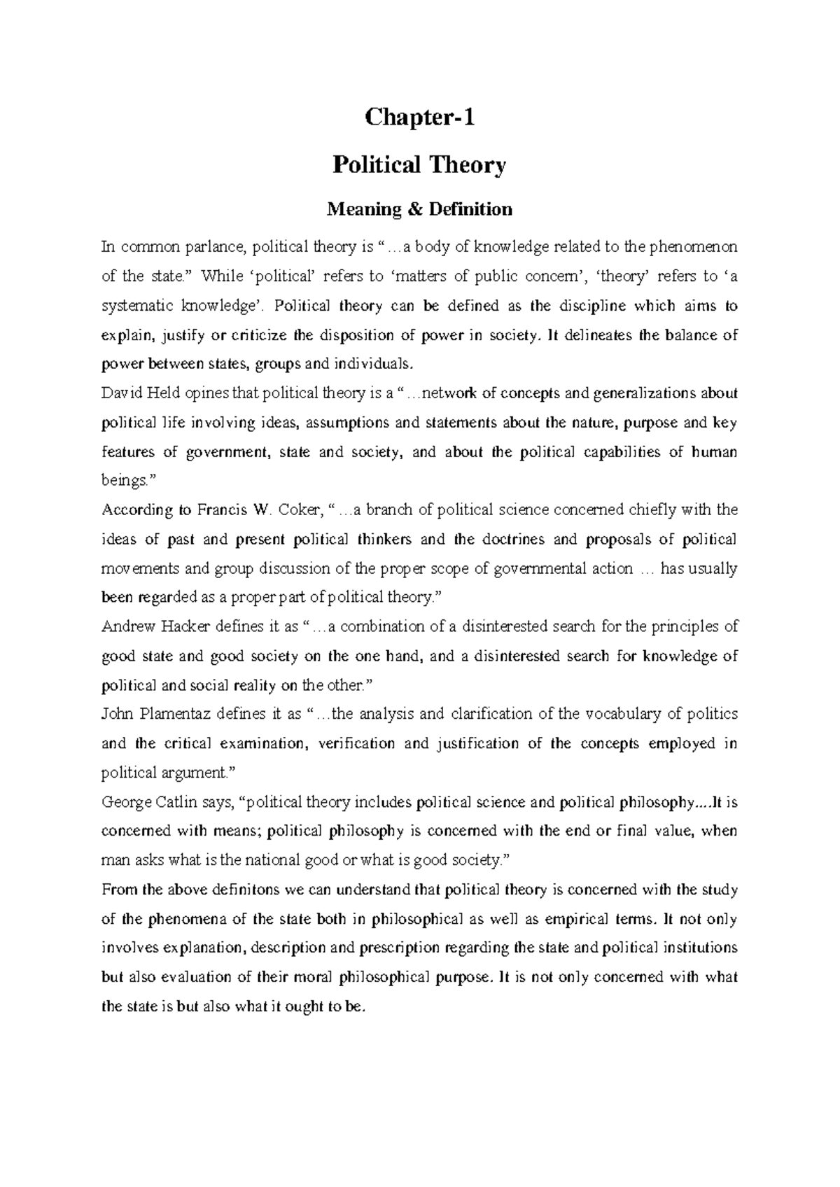 Introduction to Political Theory - Chapter- Political Theory Meaning ...