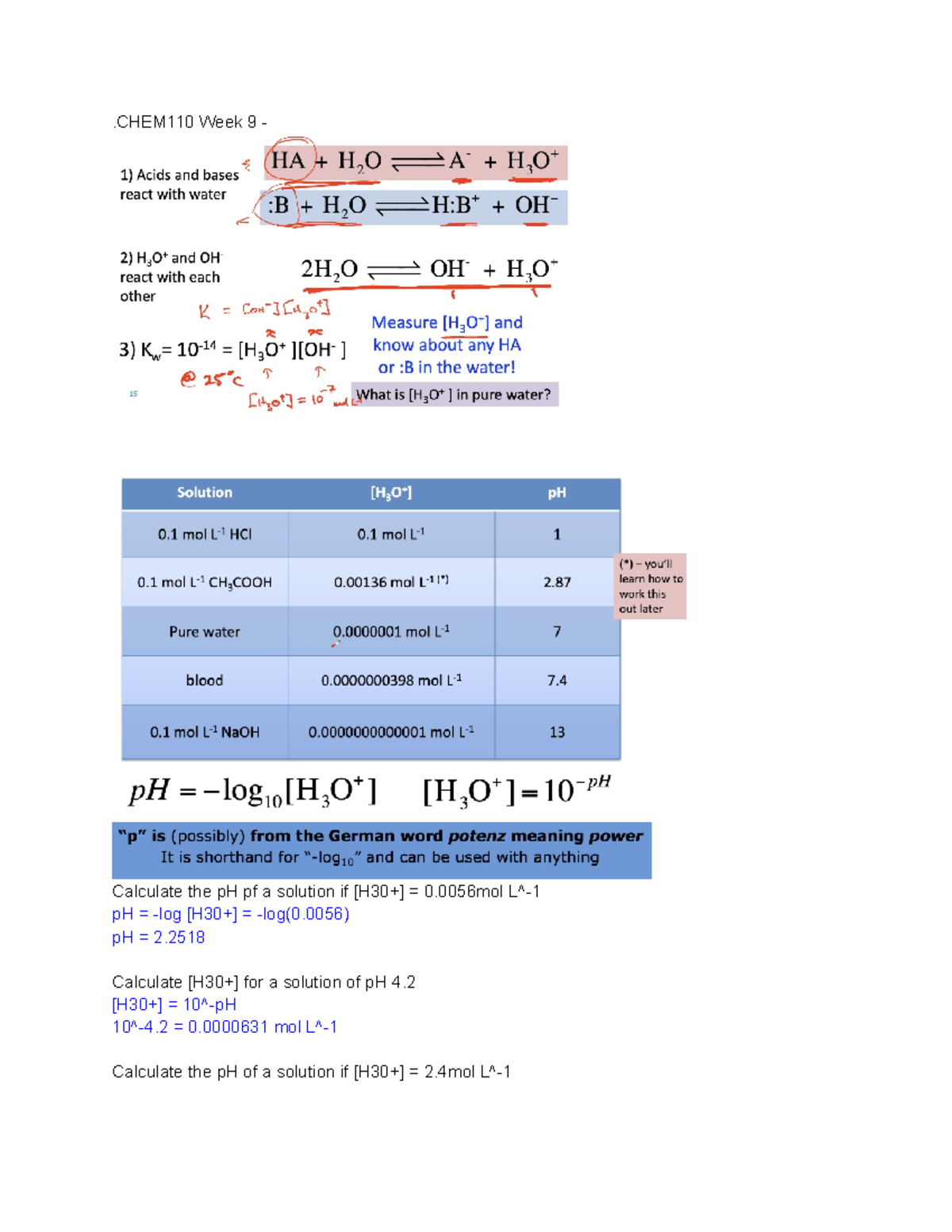 CHEM110 Week 10 - Comprehensive Notes on Buffers and Titrations - Studocu