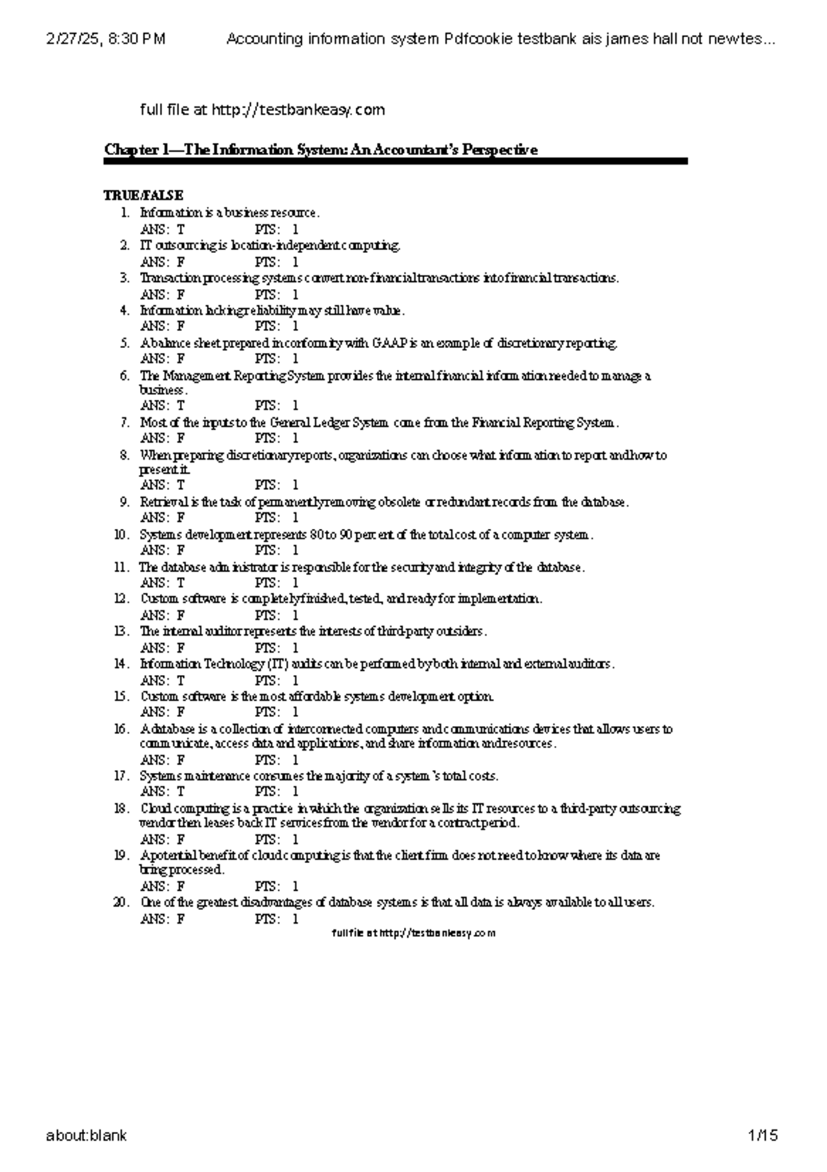 AIS M1 - .............................. - full file at testbankeasy ...