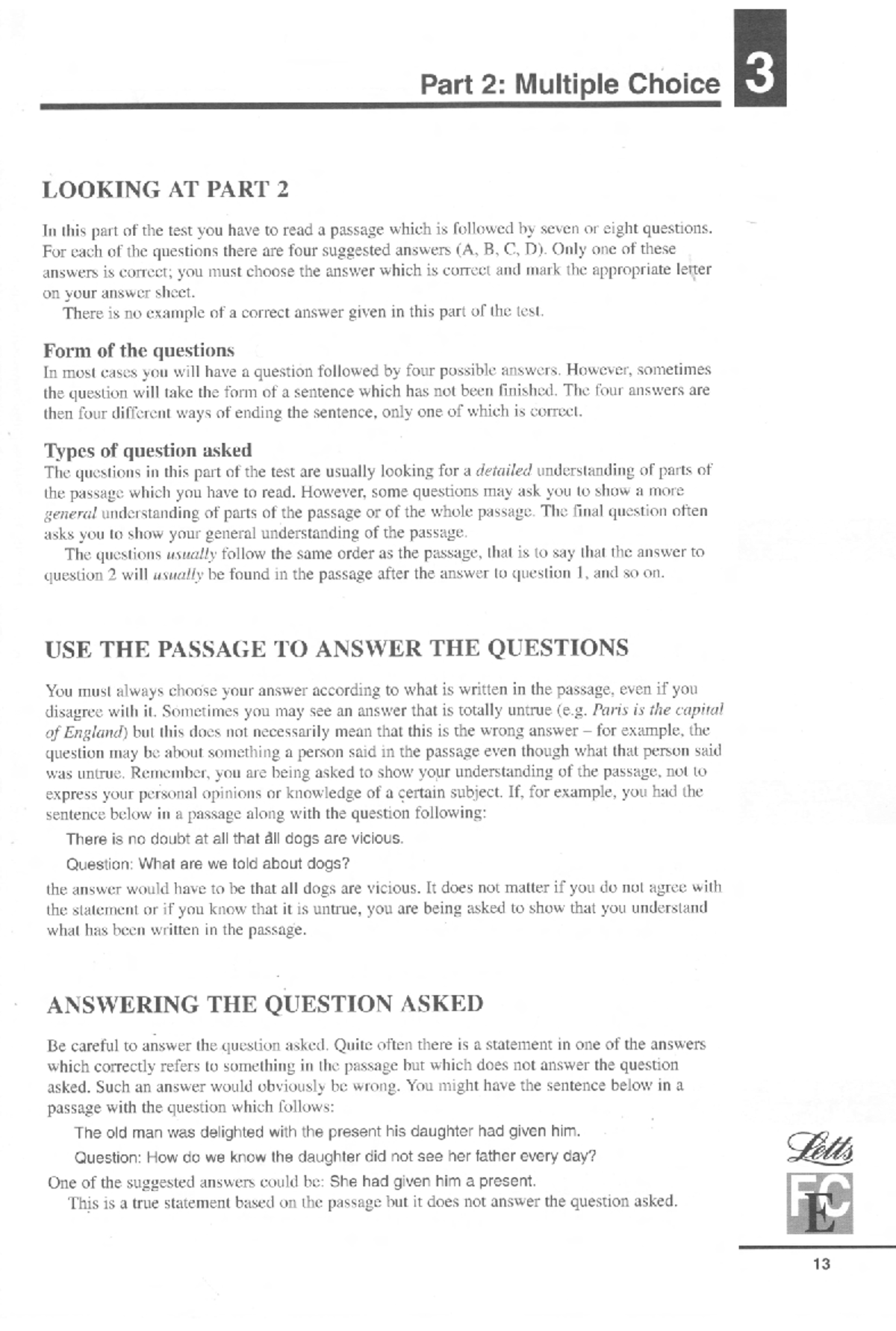 FCE Exam Practice: Part 2 Multiple Choice Questions Guide - Studocu