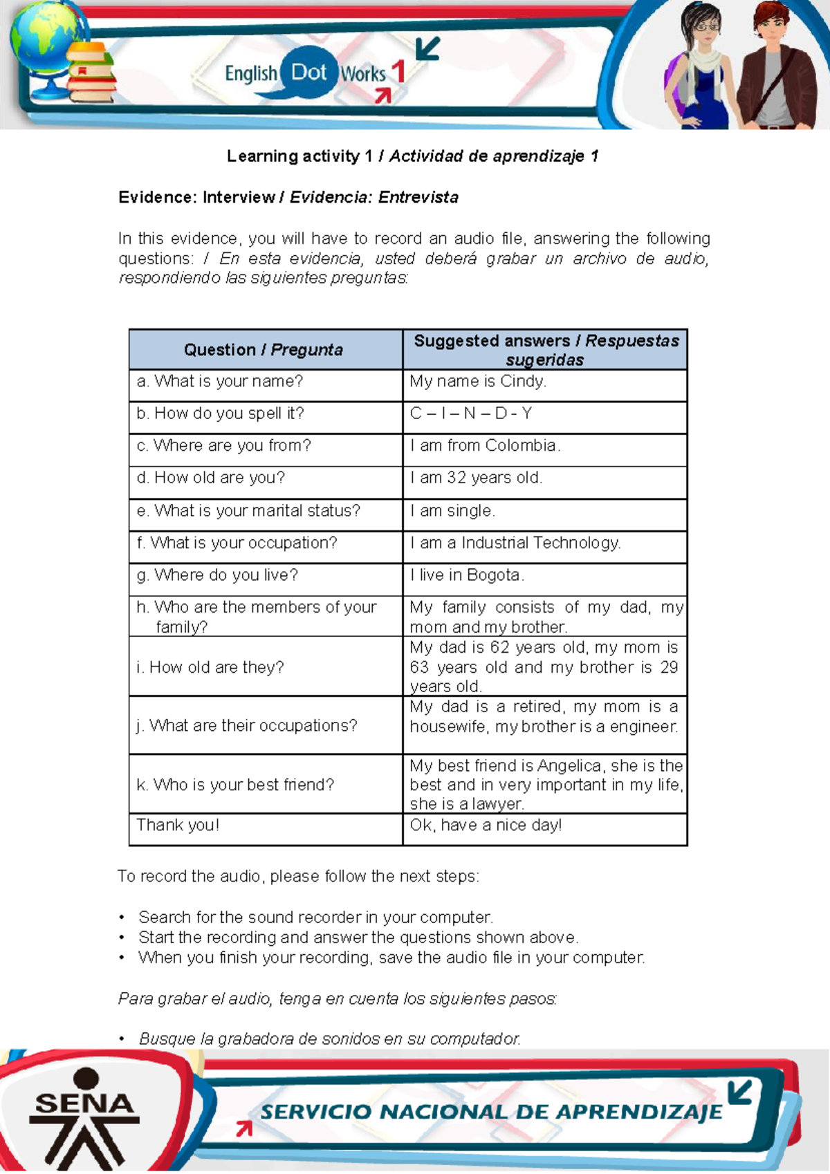 Tarea 3 Interview modulo 1 - Learning activity 1 / Actividad de ...