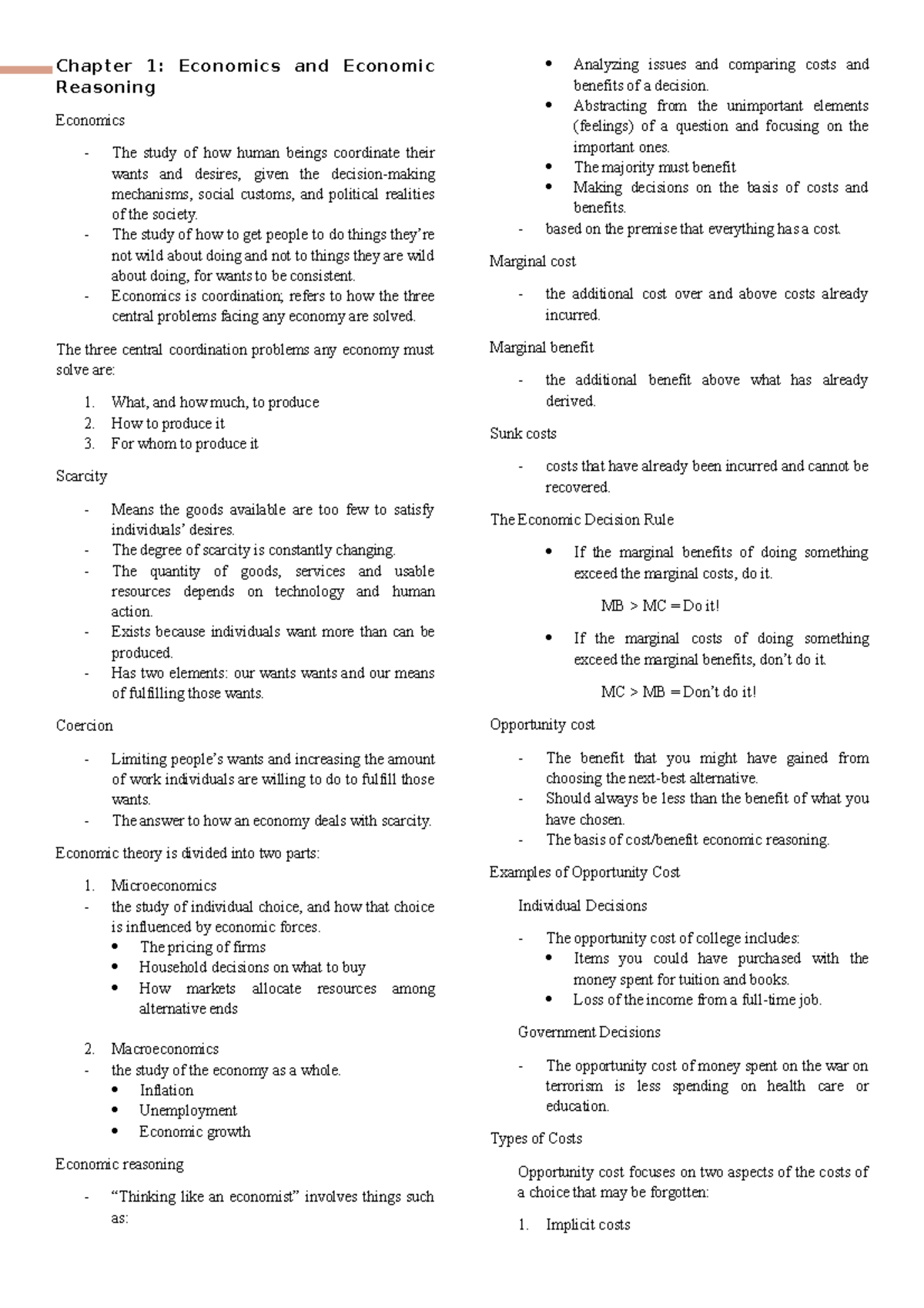 BAC103-1 Economics: Module 1 Comprehensive Study Notes - Studocu