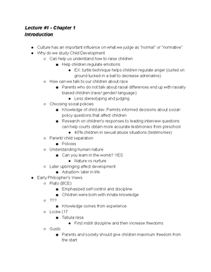 PSY 240 Study Guide - PSY 240 Developmental Psychology: Chapter 1 Study ...