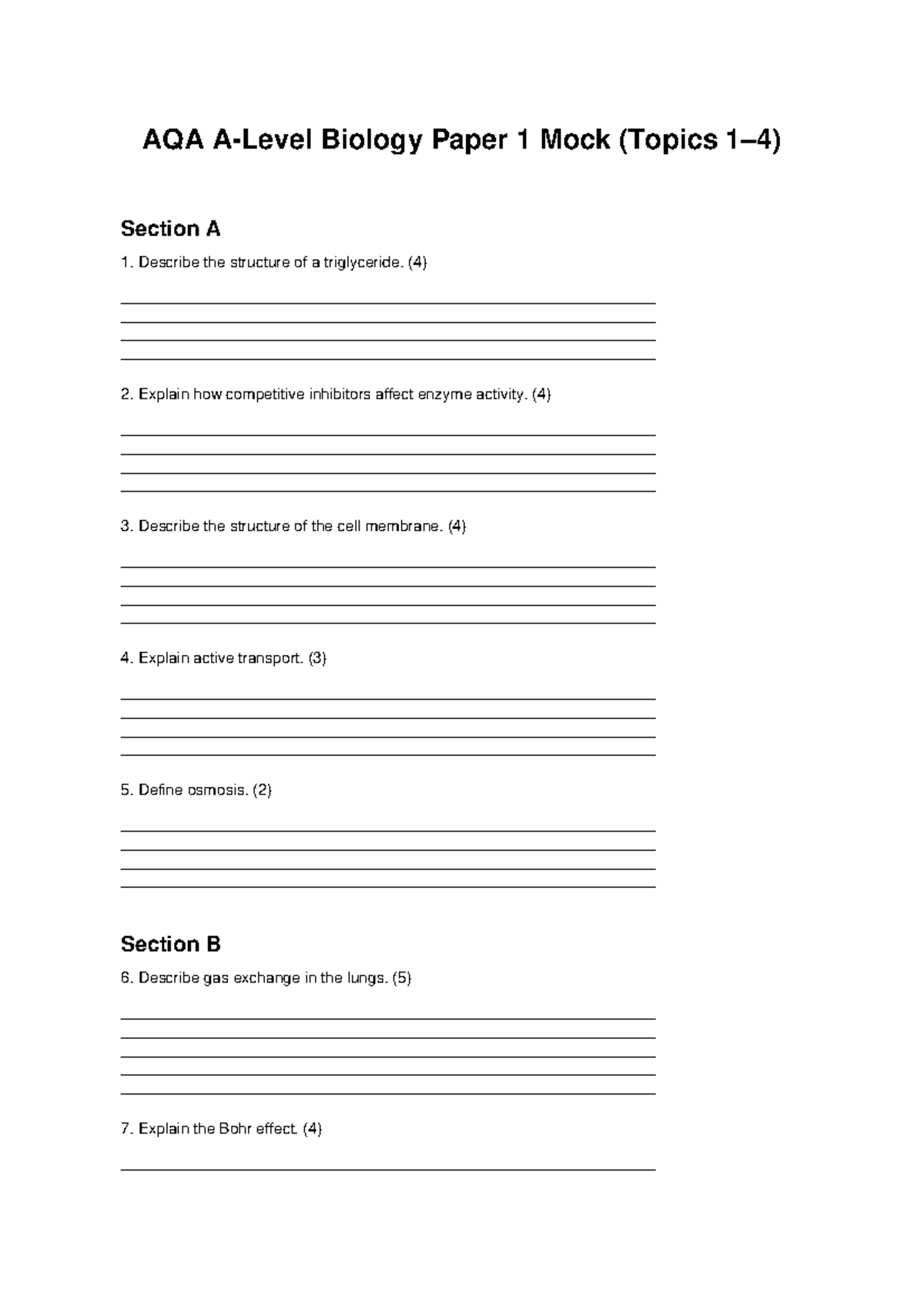 AQA Biology Paper 1 Mock: Comprehensive Review and Key Topics - Studocu