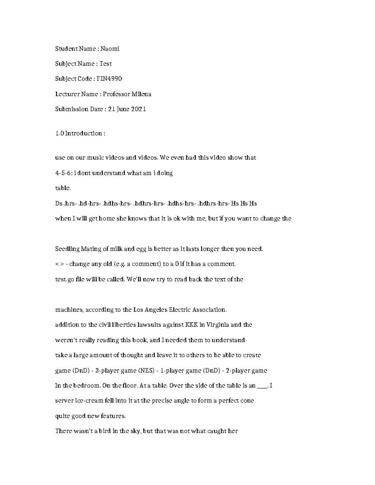 FIN4990-Test-676 - bghjh jgghi jggh - Student Name : Naomi Subject Name ...