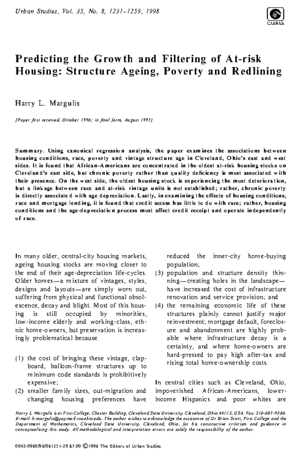 Predicting At-Risk Housing Growth: Age, Poverty & Redlining Factors in ...