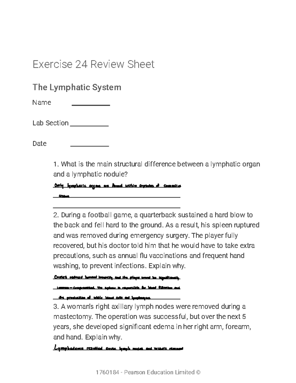 Chapter 24 - Lymphatic System Lab Assignment Review Sheet - Studocu