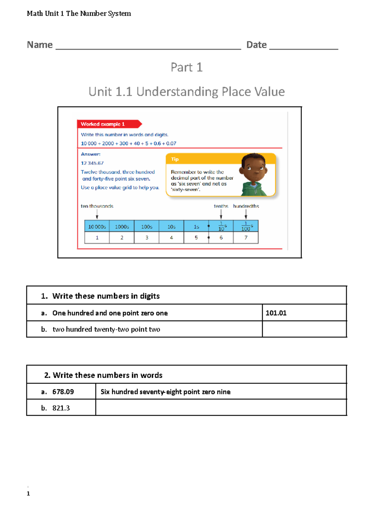 Math 101 - Part 1 Summary: Understanding Place Value Concepts - Studocu