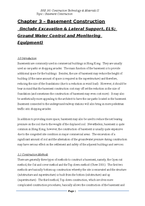 Basement Construction (Include Excavation & Lateral Support, ELS ...