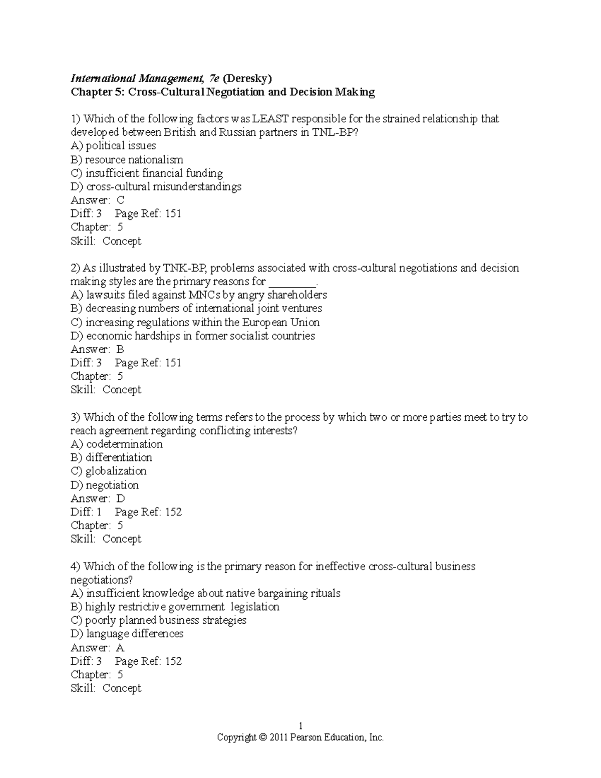 Chapter 05 - Cross-Cultural Negotiation & Decision-Making Test Bank ...