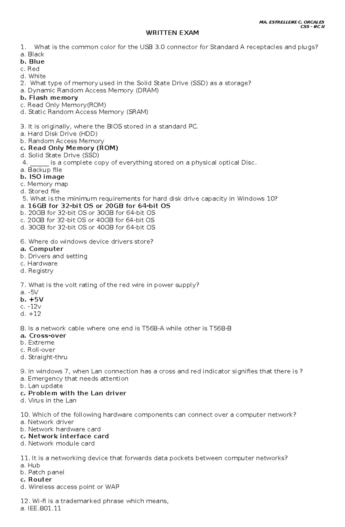Written Exam Review for CSS-NC II: Networking Concepts and Practices ...