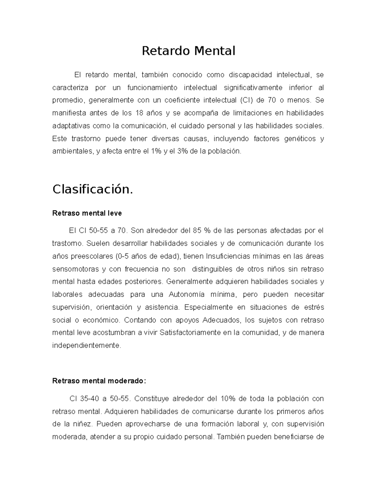 Estudio sobre el Retardo Mental: Características y Estrategias de ...