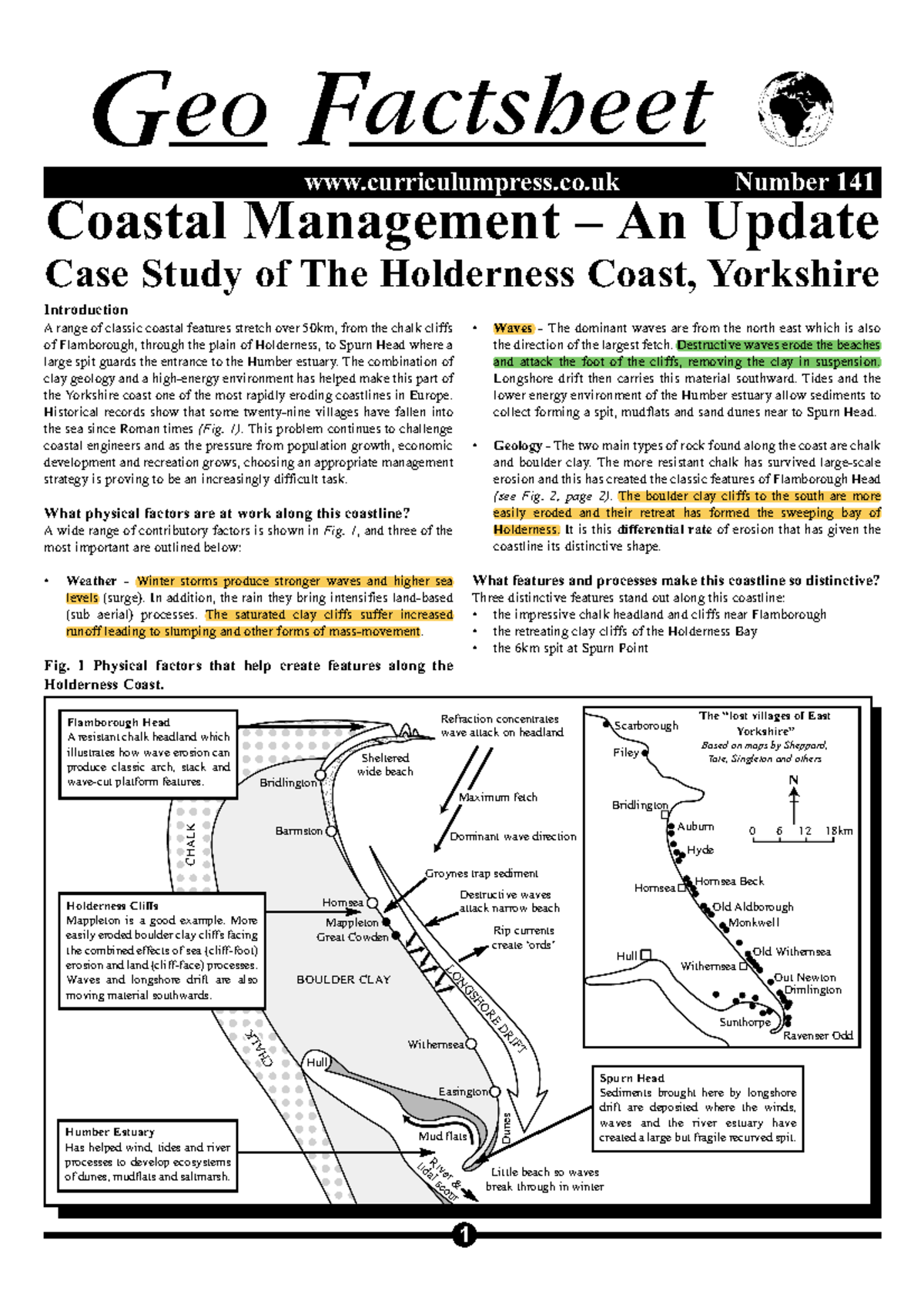 Holderness Coast: Coastal Management Case Study Overview (GEOG 200 ...