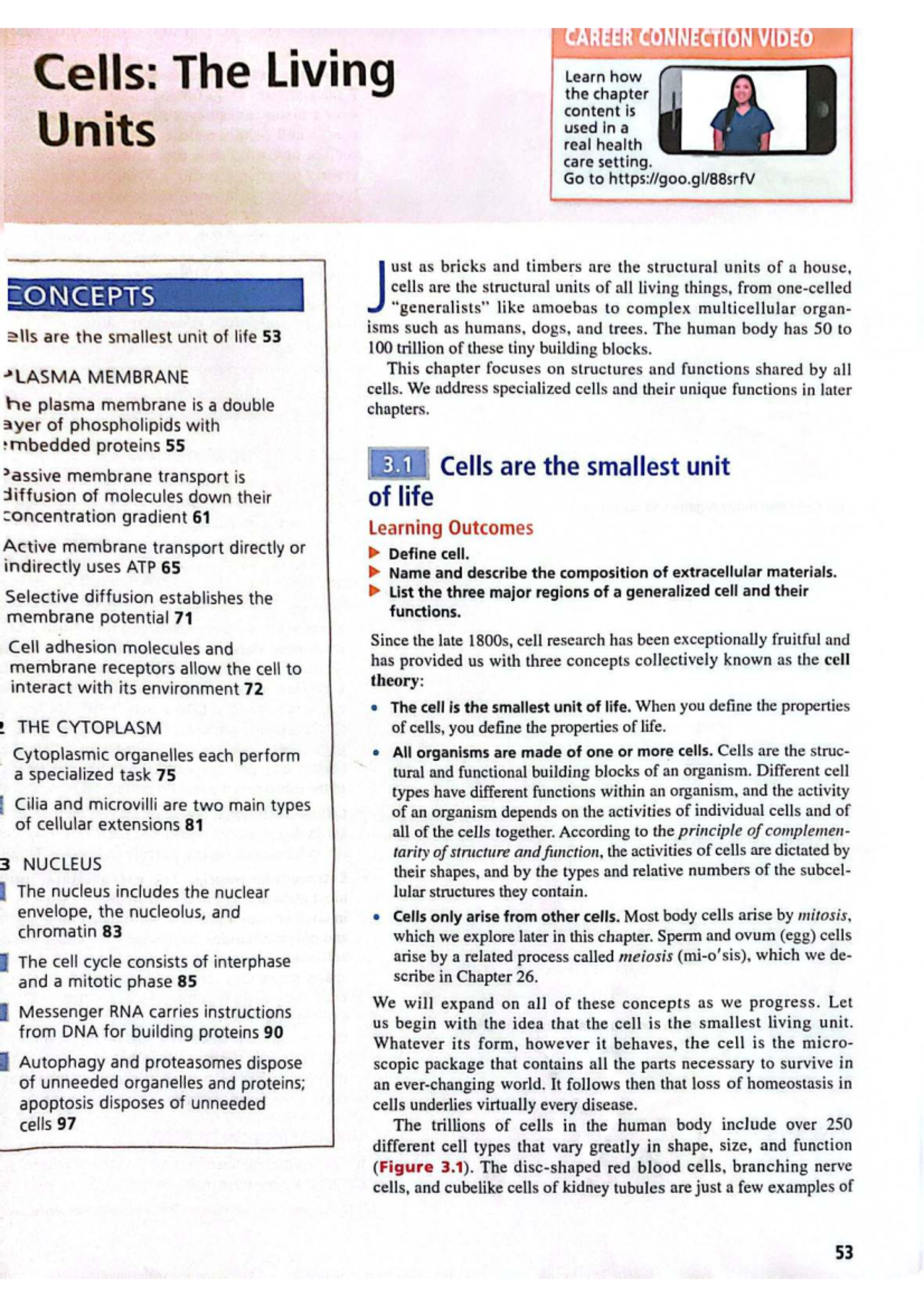 Chapter 3: Cells - The Living Units (BIO101) - Studocu