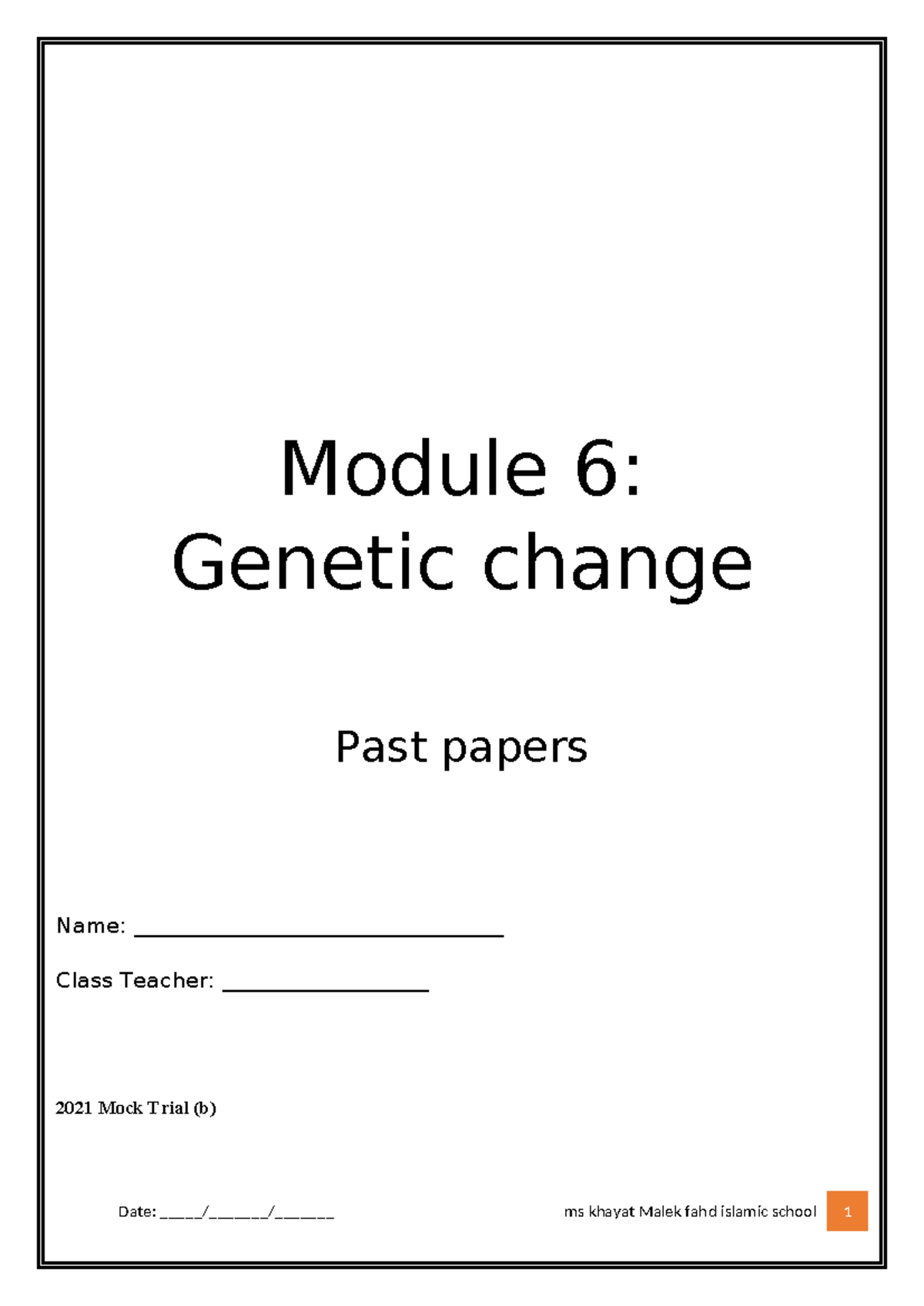 Module 6: Genetic Change Past Papers & Mock Trials - Studocu