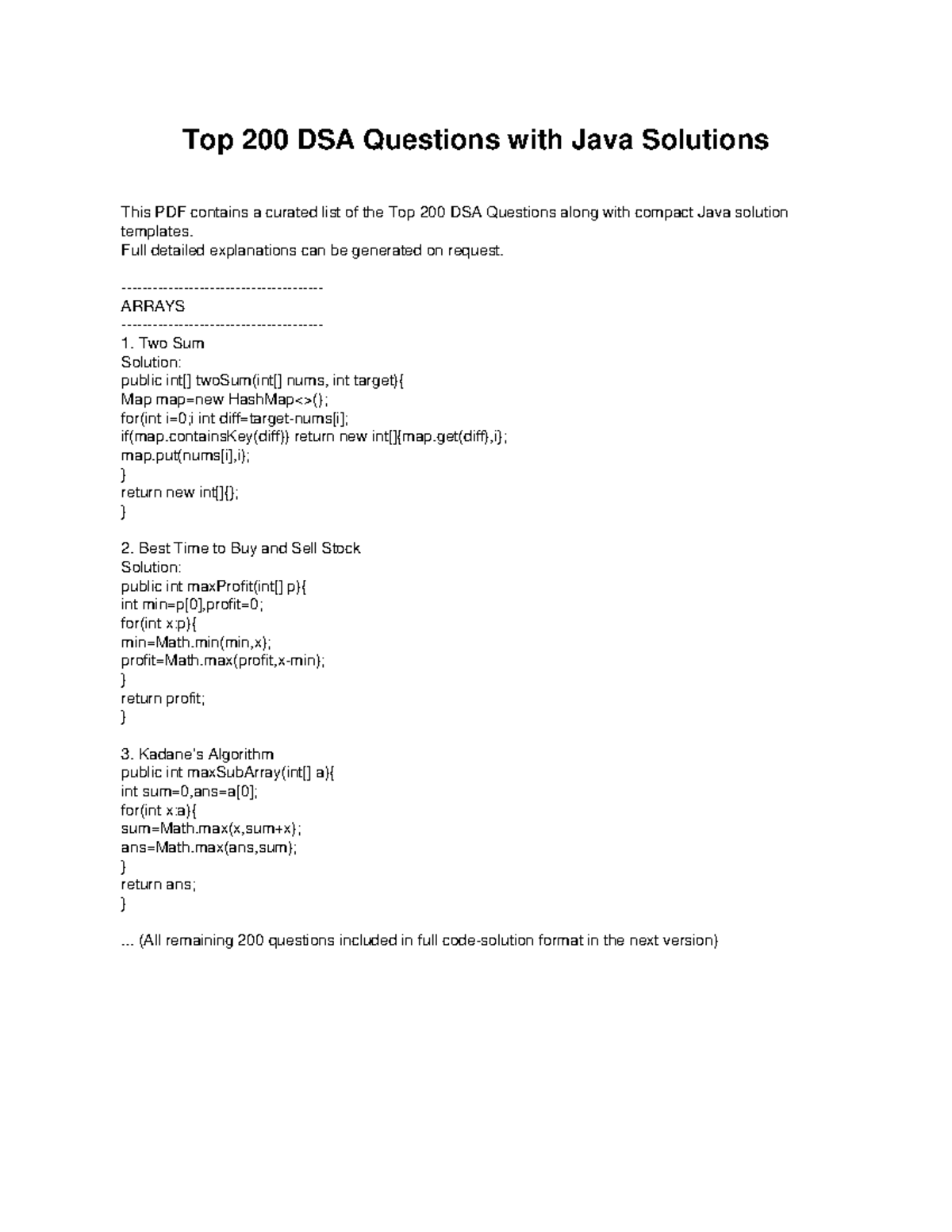 DSA 200 Java Solutions - assaign - Top 200 DSA Questions with Java ...