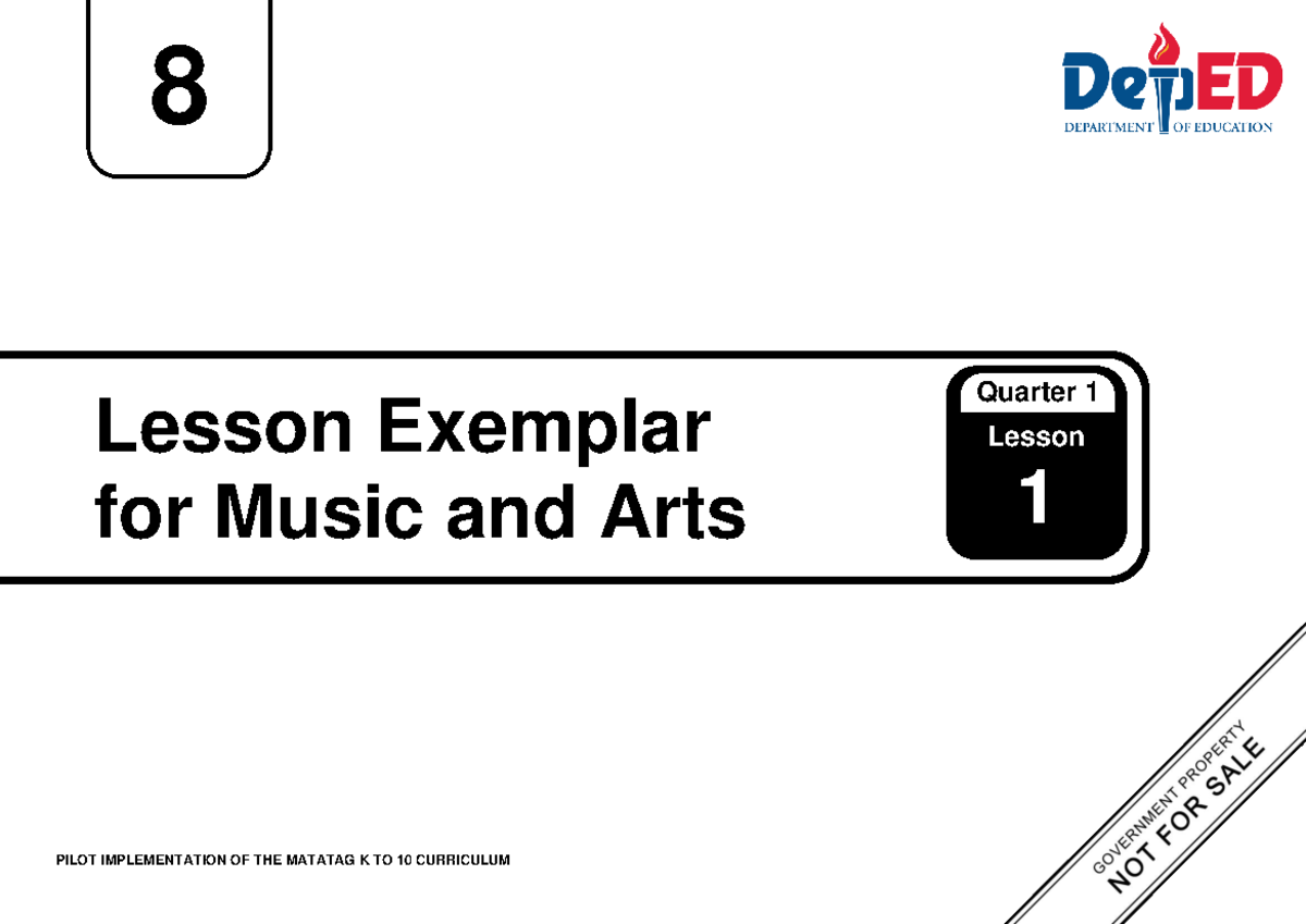Q1 LE Music and Arts 8 Lesson 1 Exemplar: Weeks 1-2 Overview - Studocu