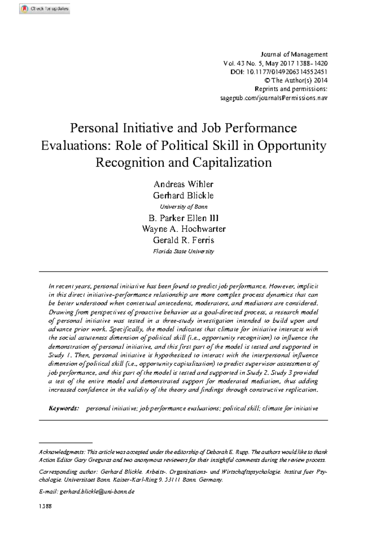 552451 Management: Personal Initiative & Job Performance Evaluations ...