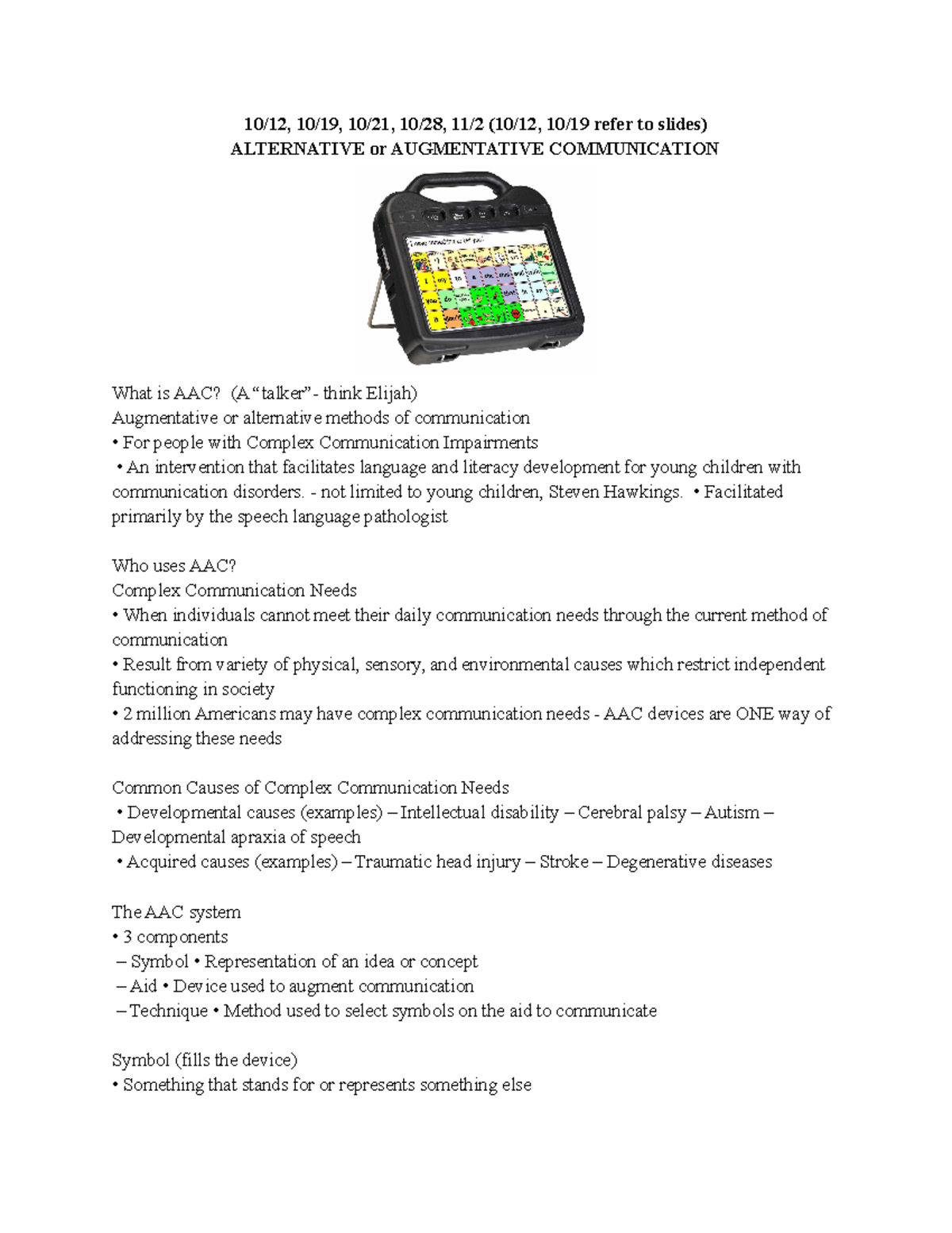 SLHS Augmentative and Alternative Communication: Overview & Processes ...